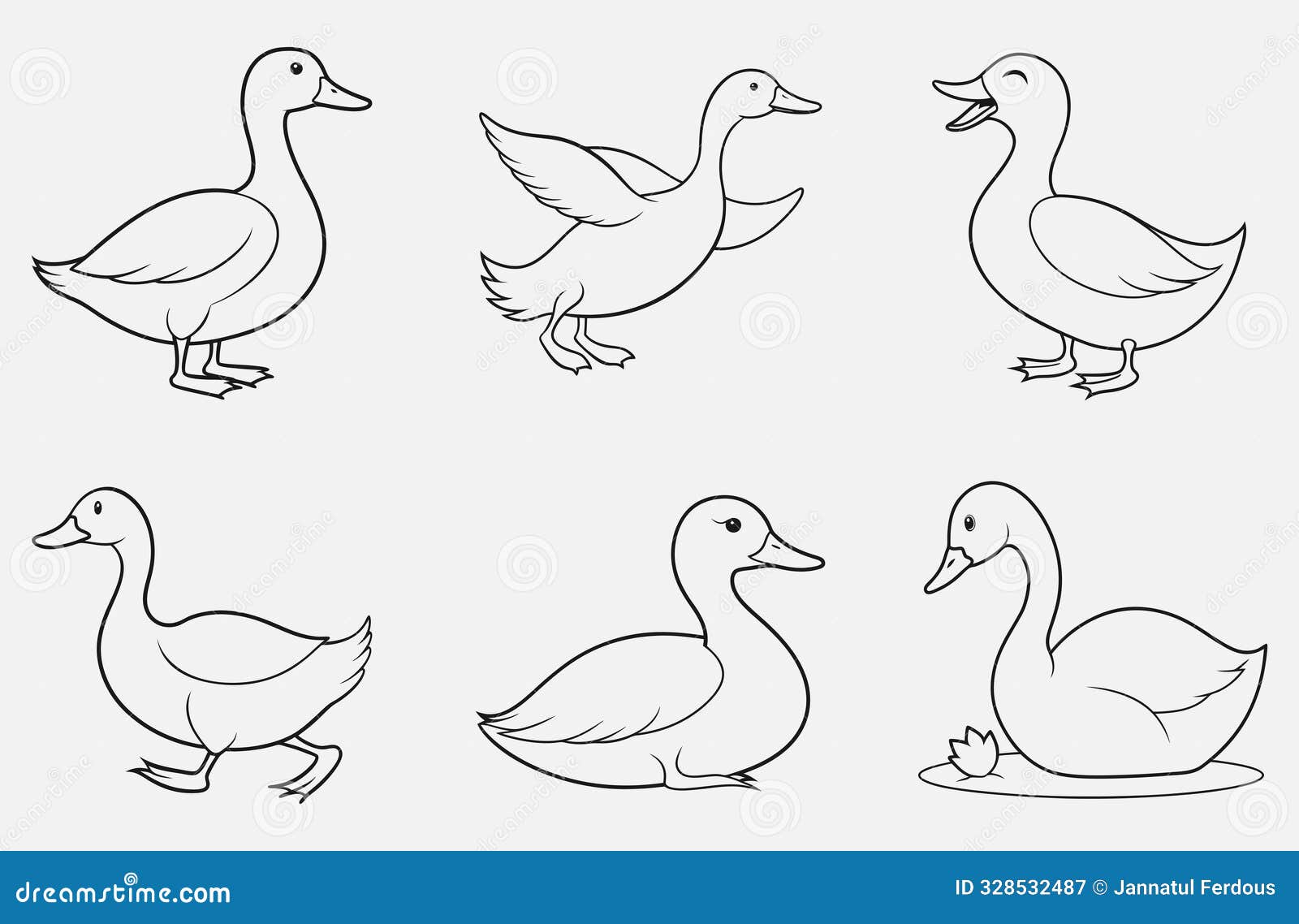 Ultimate Duck Line Art Collection Stock Vector - Illustration of cute ...