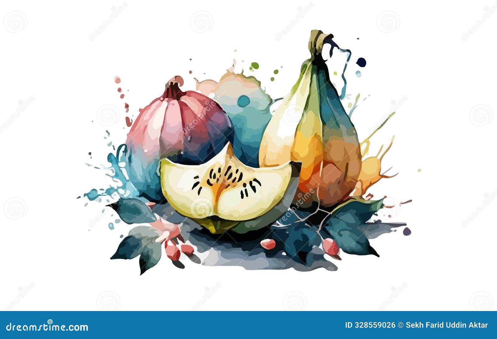 Sake Gourd Watercolor Art and Illustration Generative AI Stock ...