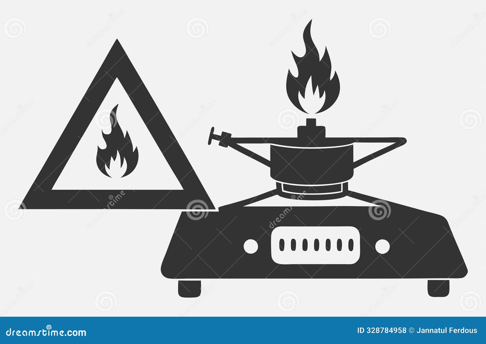 High-Quality Vector Illustration of Gas Burner with Piezo Ignition and ...