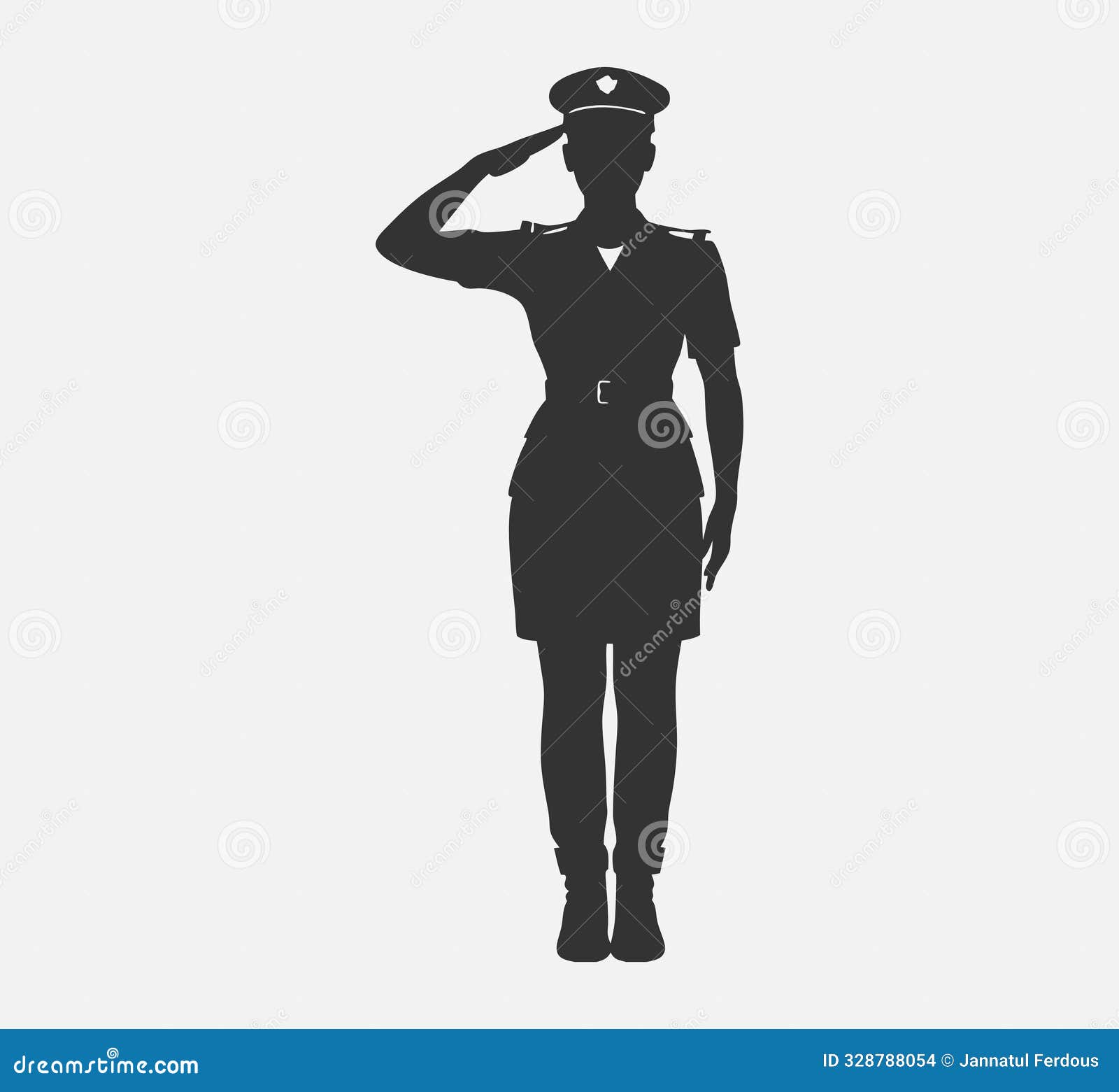Stunning Silhouette of a Saluting Soldier Woman Vector Art Stock ...