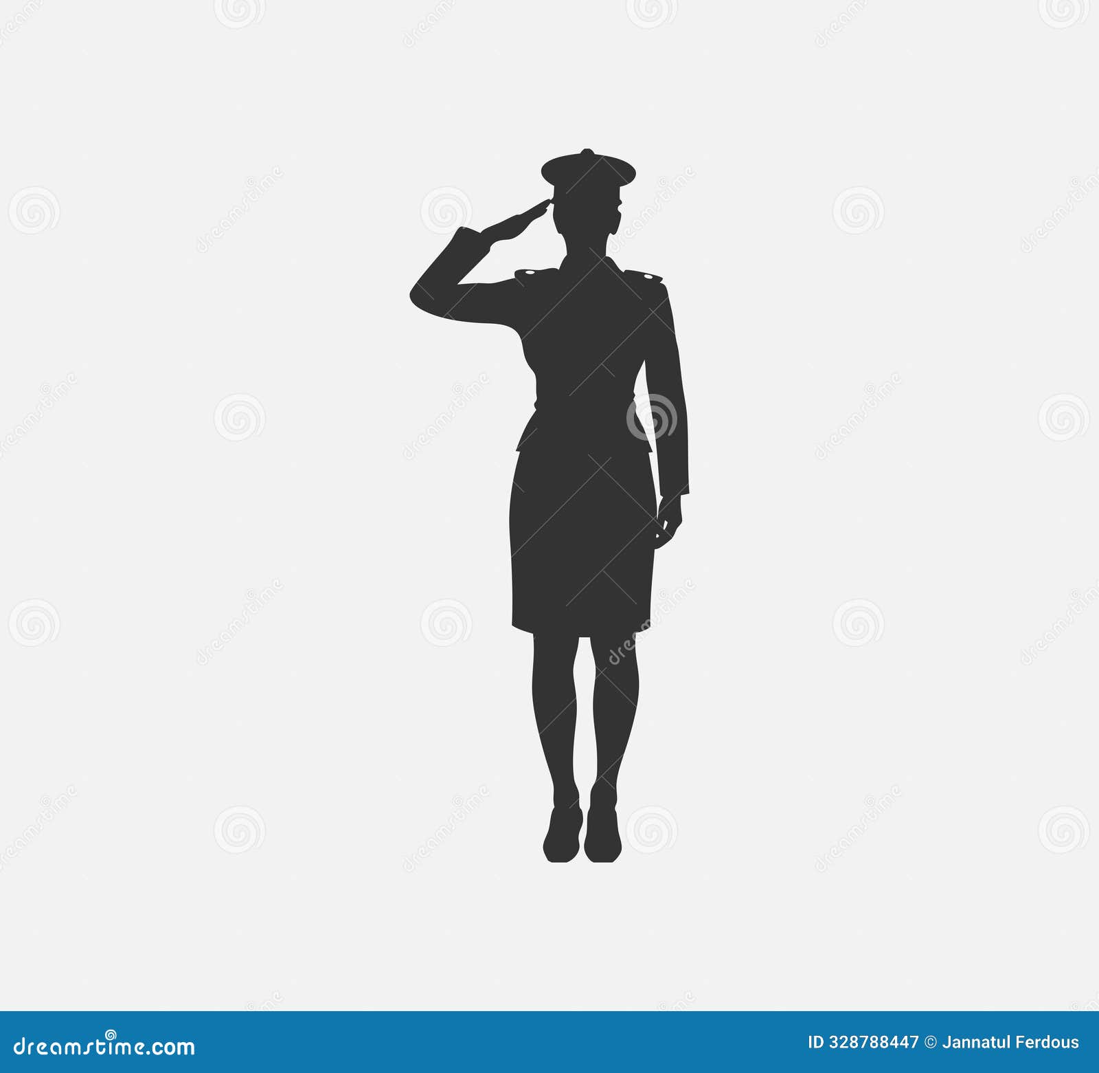 Stunning Silhouette of a Saluting Soldier Woman Vector Art Stock ...
