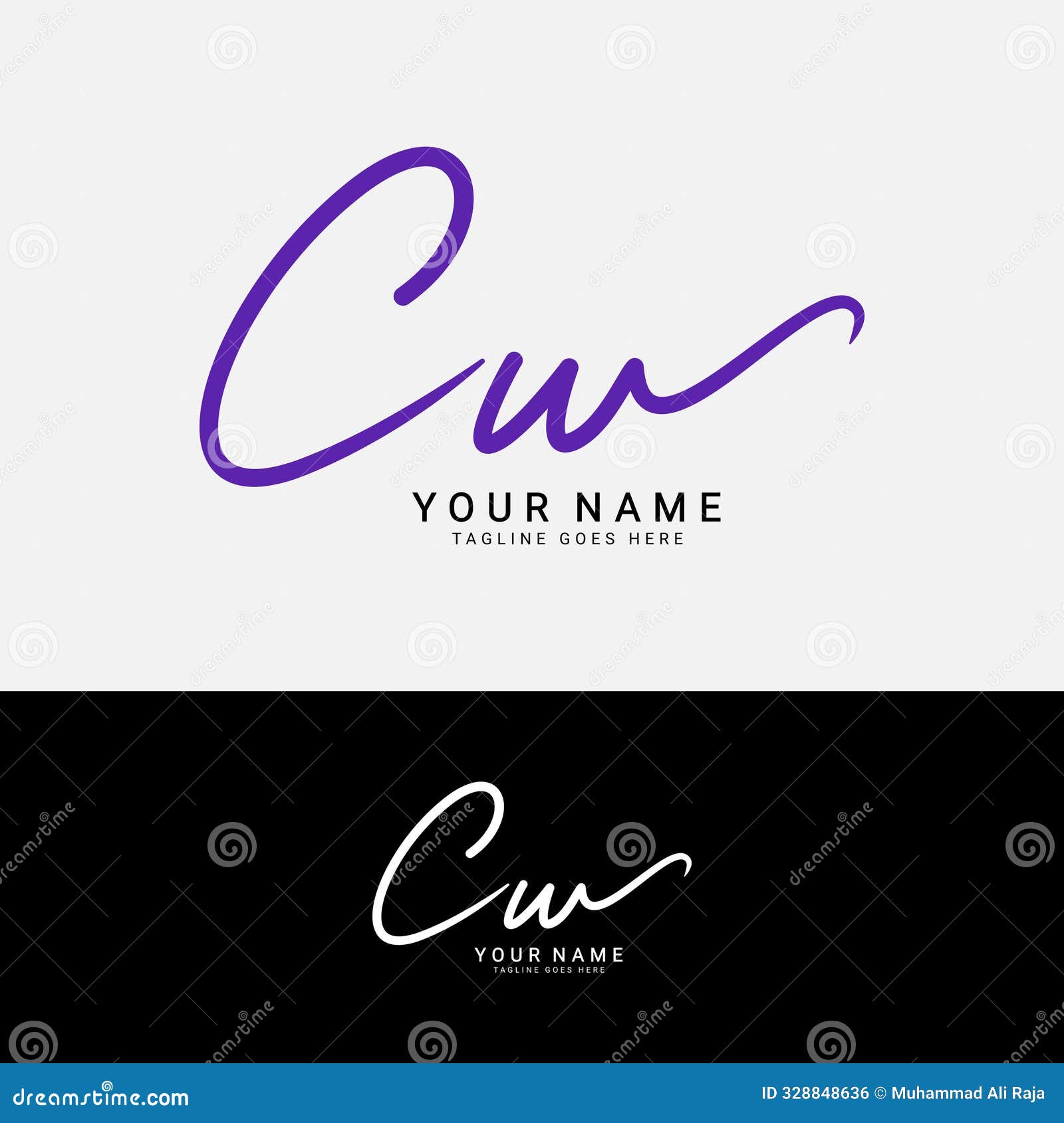 C, W, CW Initial Letter Logo. Alphabet CW Handwritten Signature Logo ...