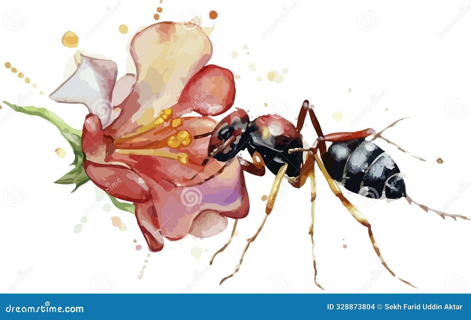 Ant Watercolor Art and Illustration Generative AI Stock Illustration ...