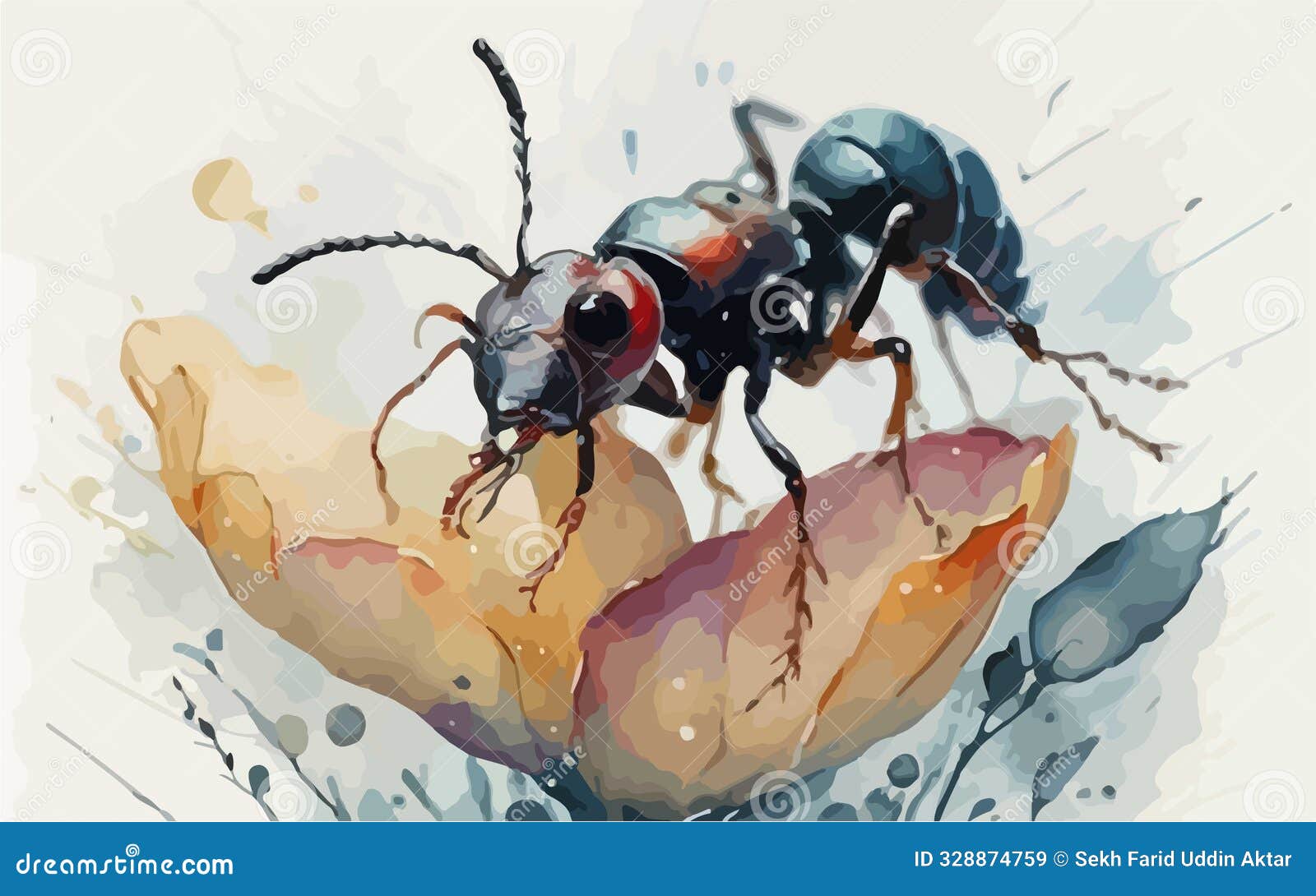Ant Watercolor Art and Illustration Generative AI Stock Illustration ...
