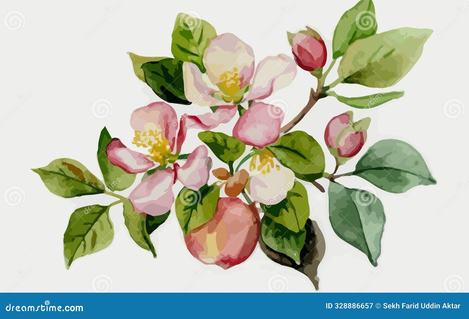 Apple Tree Watercolor Art and Illustration Generative AI Stock ...