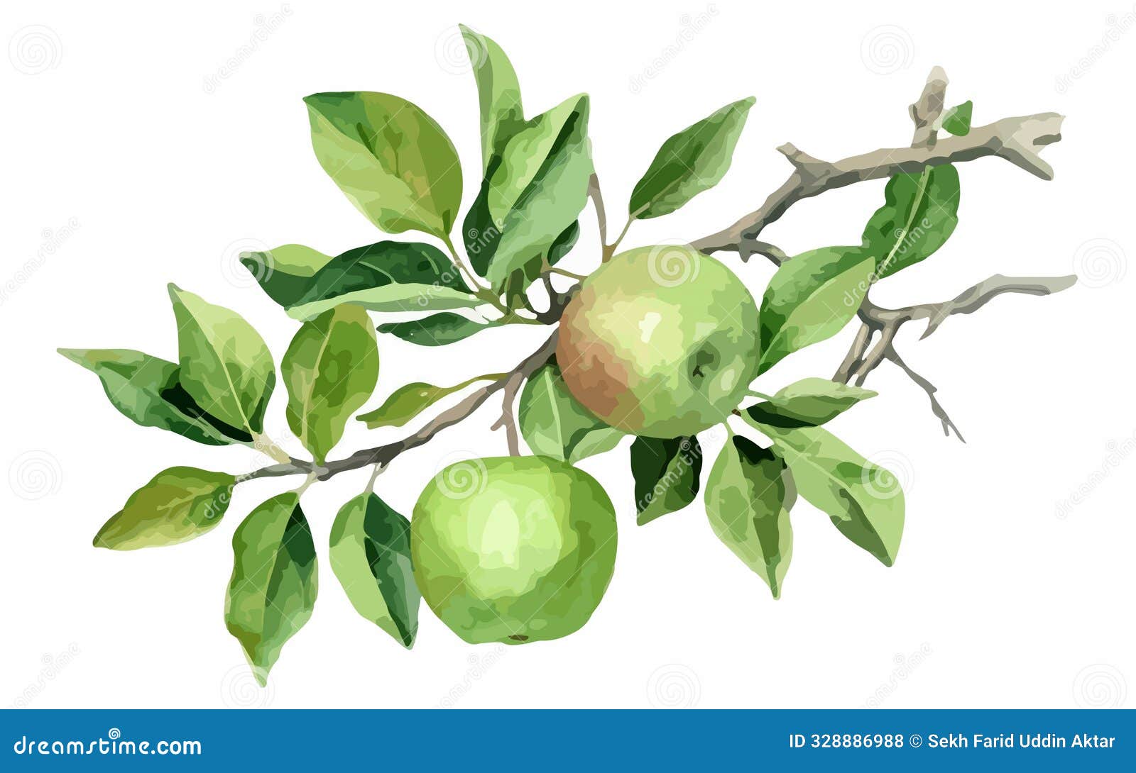 Apple Tree Watercolor Art and Illustration Generative AI Stock ...