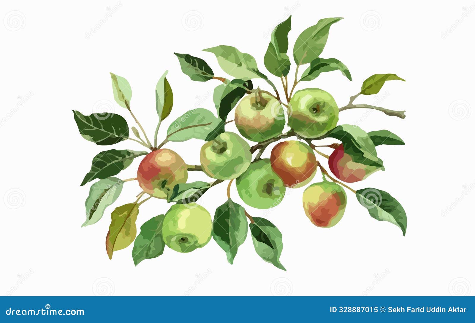 Apple Tree Watercolor Art and Illustration Generative AI Stock ...