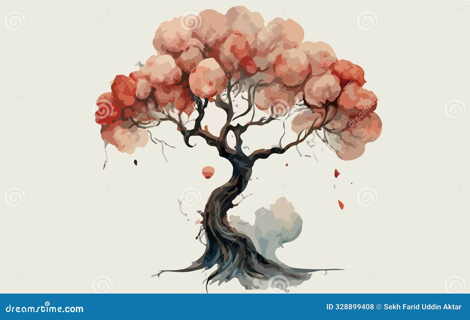 Silk Cotton Tree Watercolor Art and Illustration Generative AI Stock ...