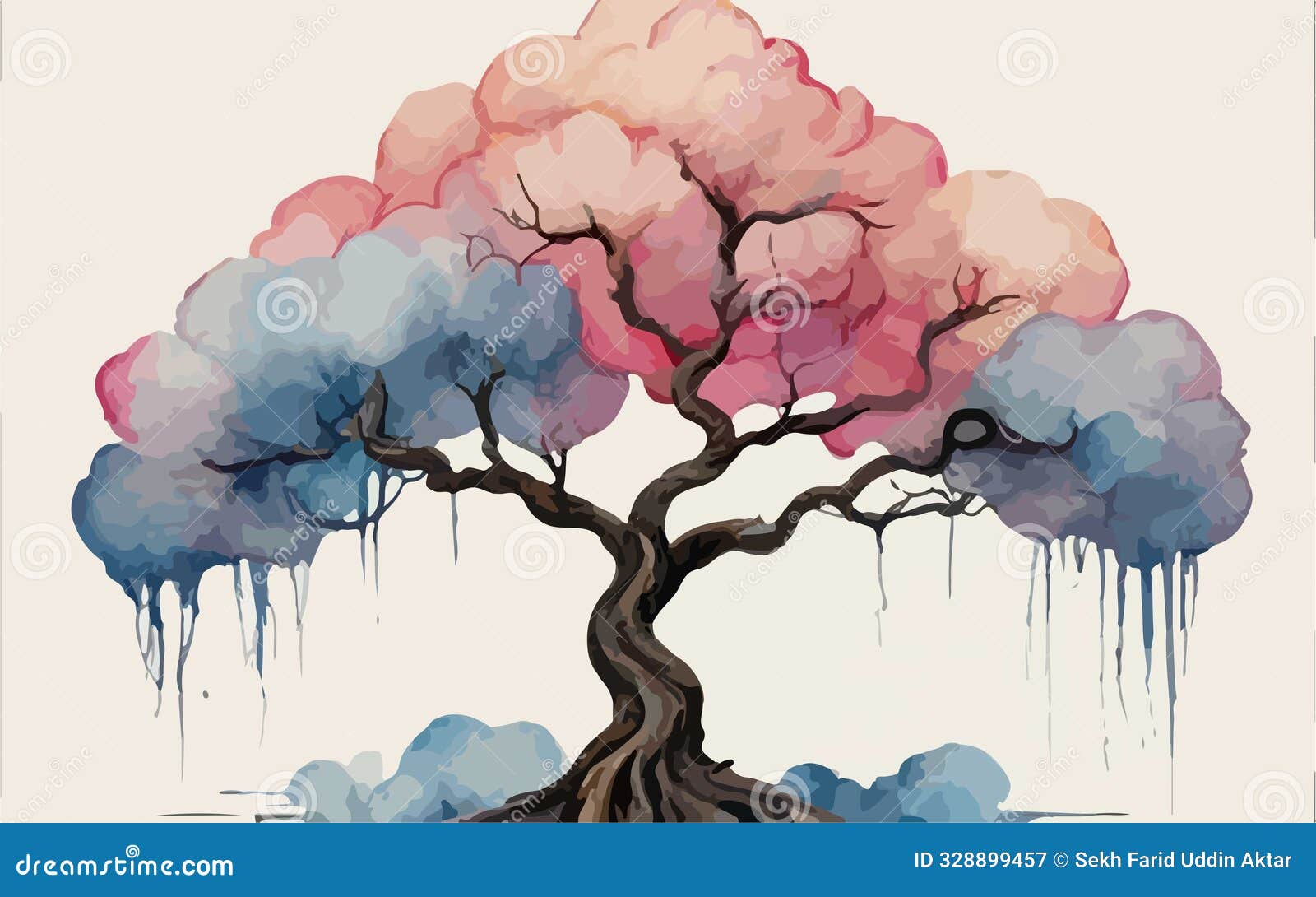 Silk Cotton Tree Watercolor Art and Illustration Generative AI Stock ...