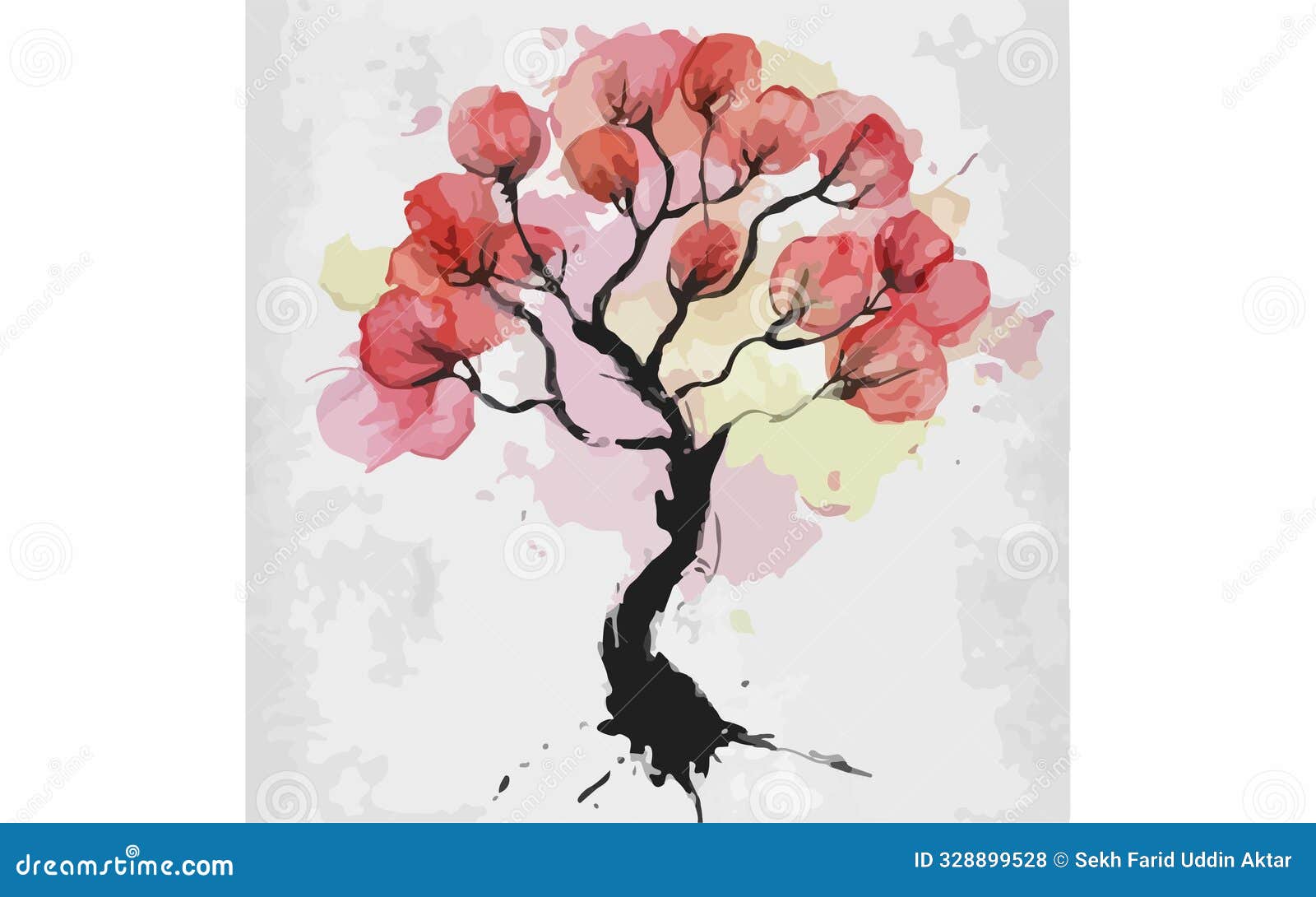 Silk Cotton Tree Watercolor Art and Illustration Generative AI Stock ...
