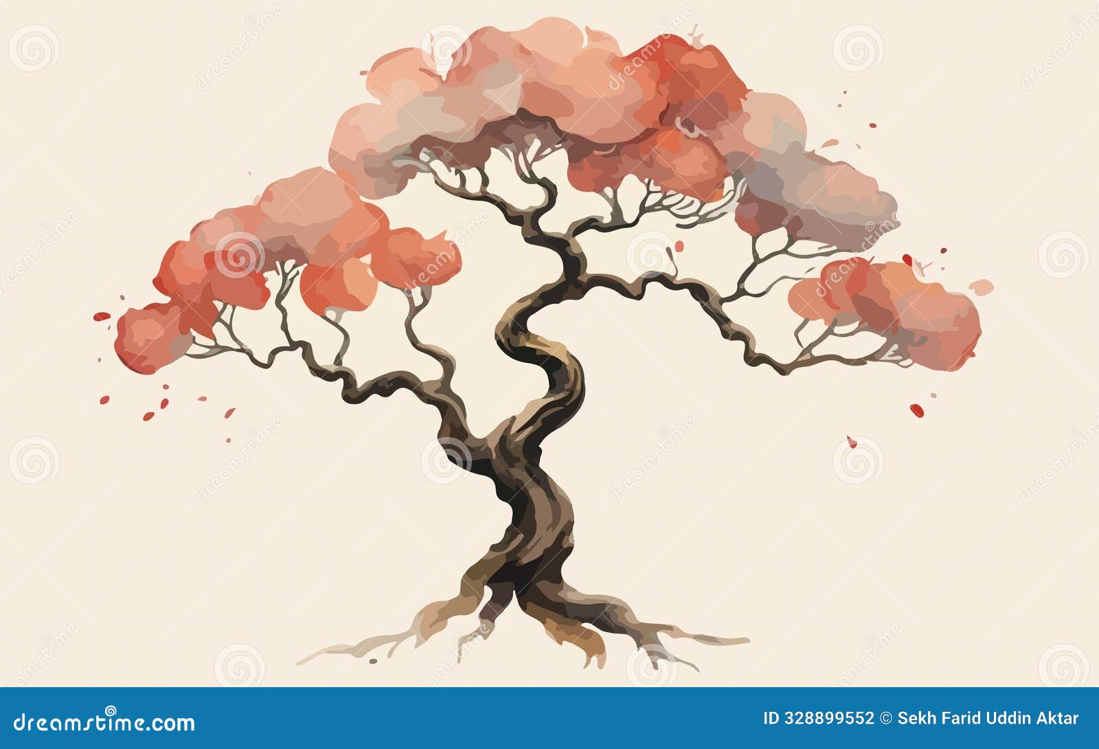 Silk Cotton Tree Watercolor Art and Illustration Generative AI Stock ...
