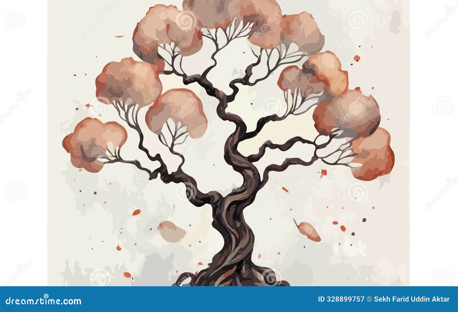 Silk Cotton Tree Watercolor Art and Illustration Generative AI Stock ...