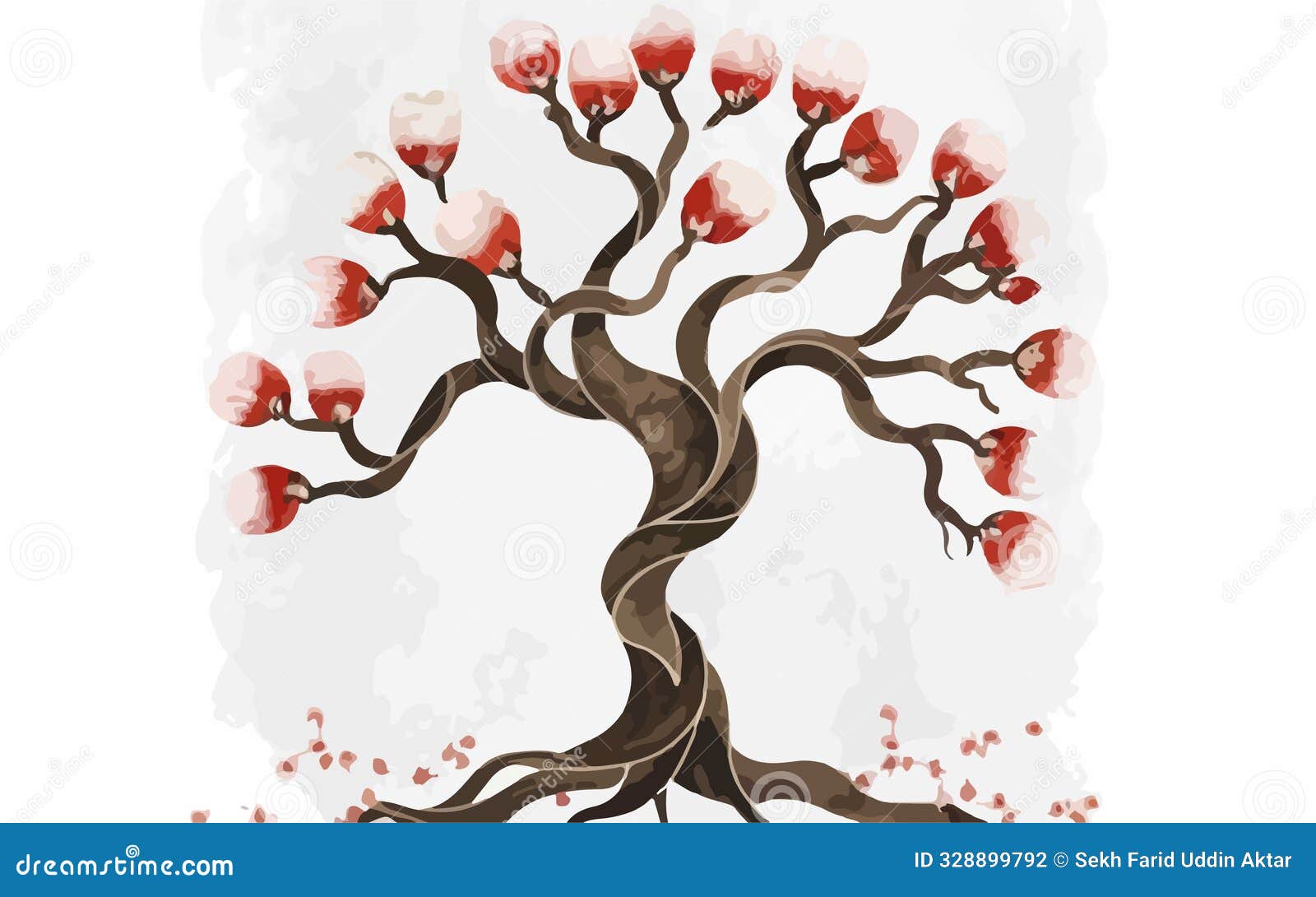 Silk Cotton Tree Watercolor Art and Illustration Generative AI Stock ...