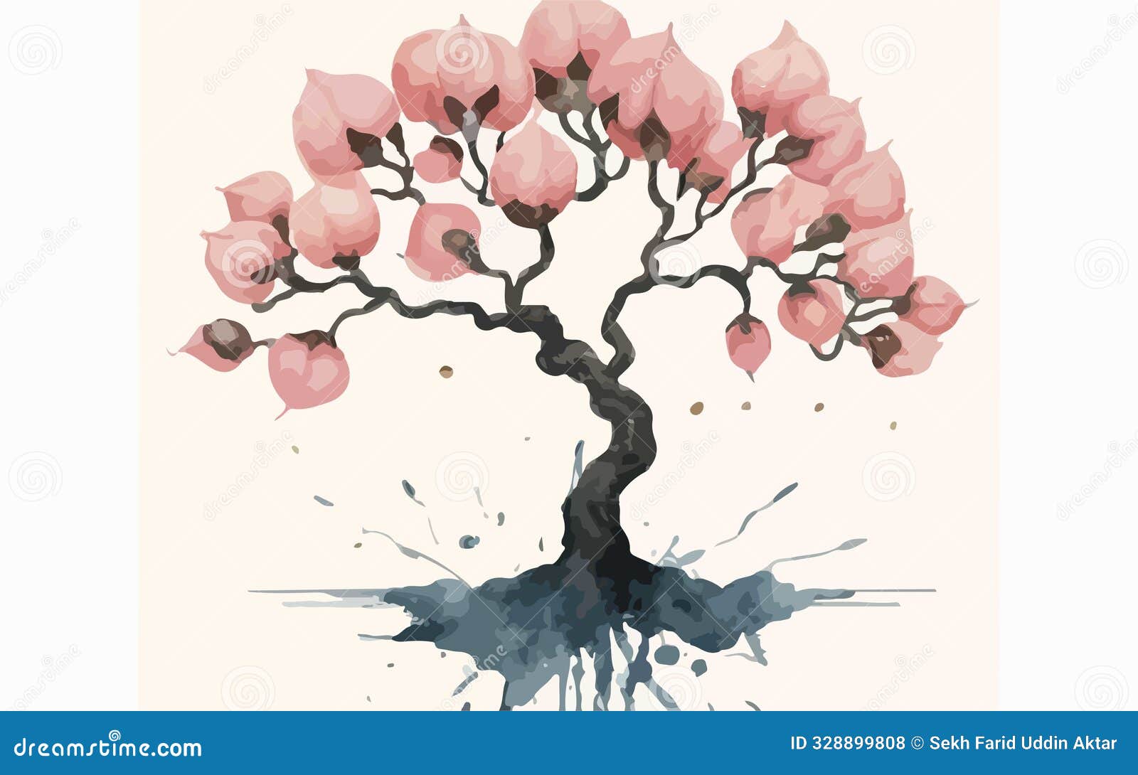 Silk Cotton Tree Watercolor Art and Illustration Generative AI Stock ...