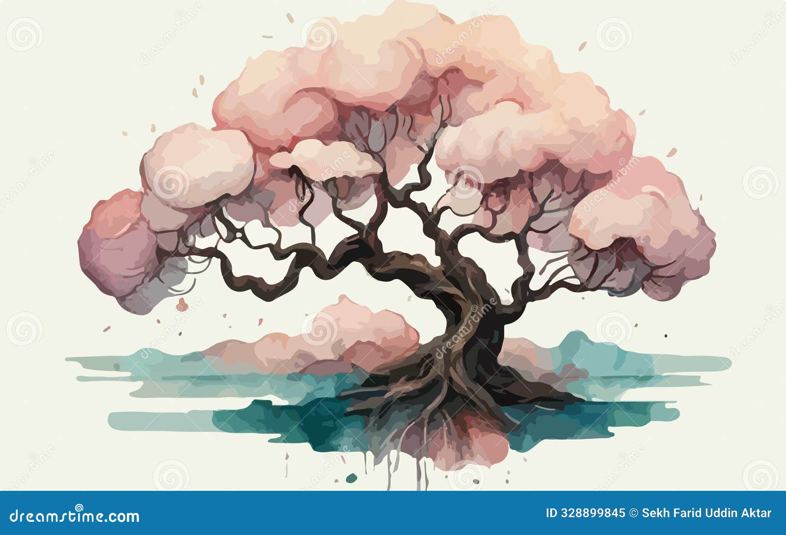 Silk Cotton Tree Watercolor Art and Illustration Generative AI Stock ...