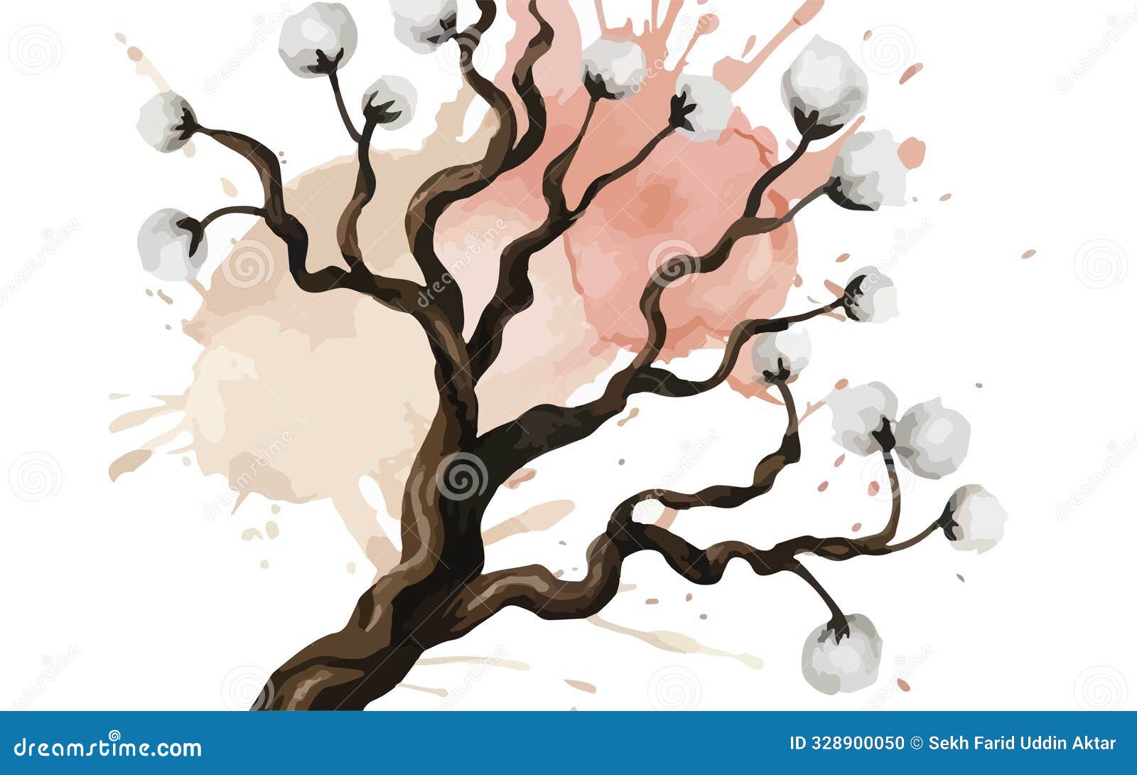 Silk Cotton Tree Watercolor Art and Illustration Generative AI Stock ...