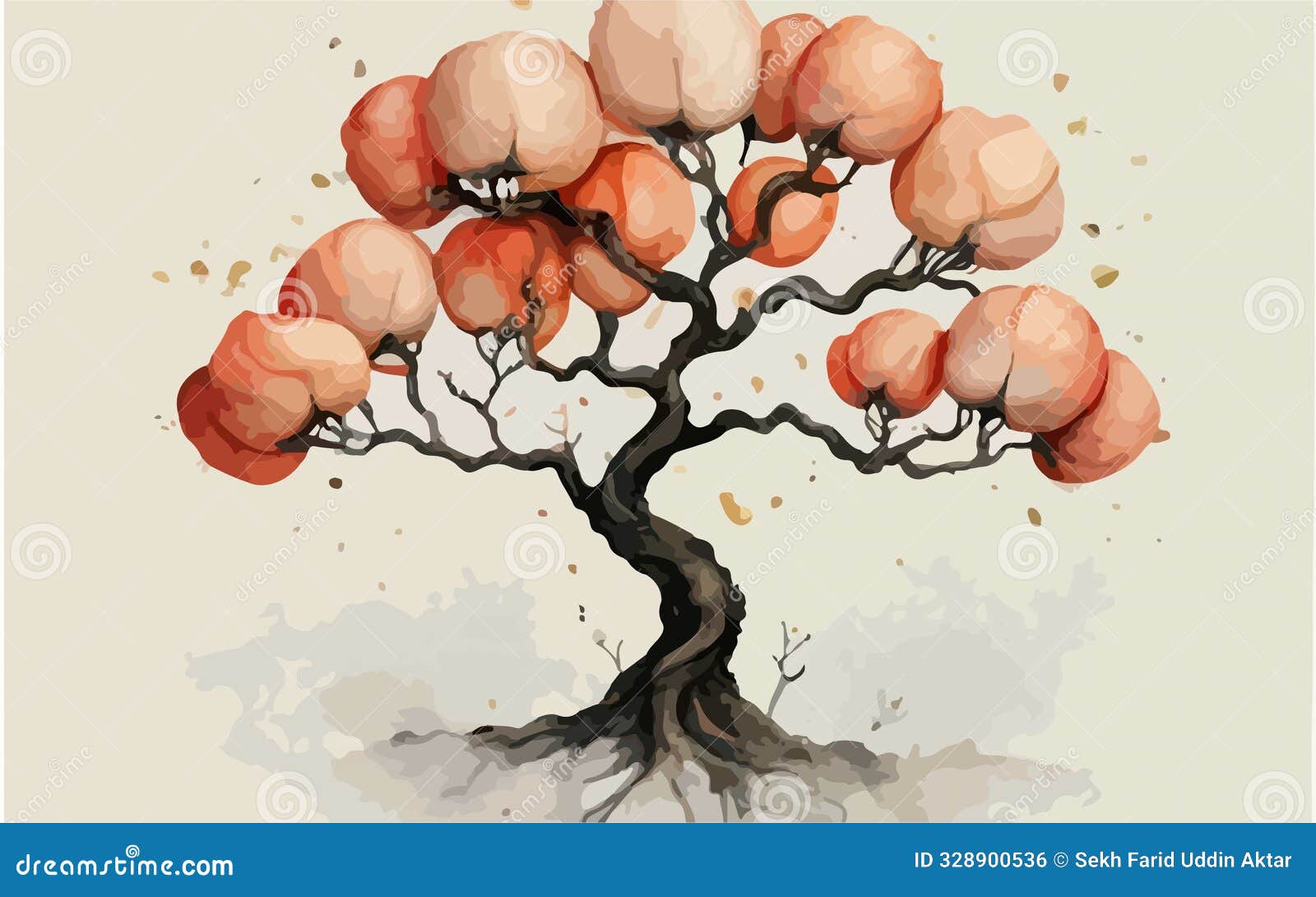 Silk Cotton Tree Watercolor Art and Illustration Generative AI Stock ...