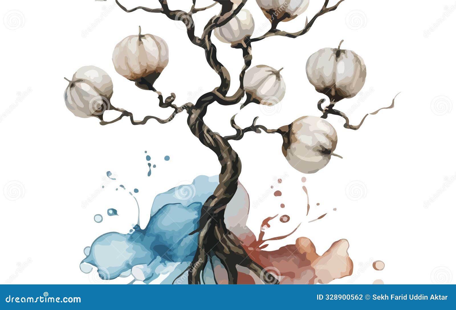 Silk Cotton Tree Watercolor Art and Illustration Generative AI Stock ...