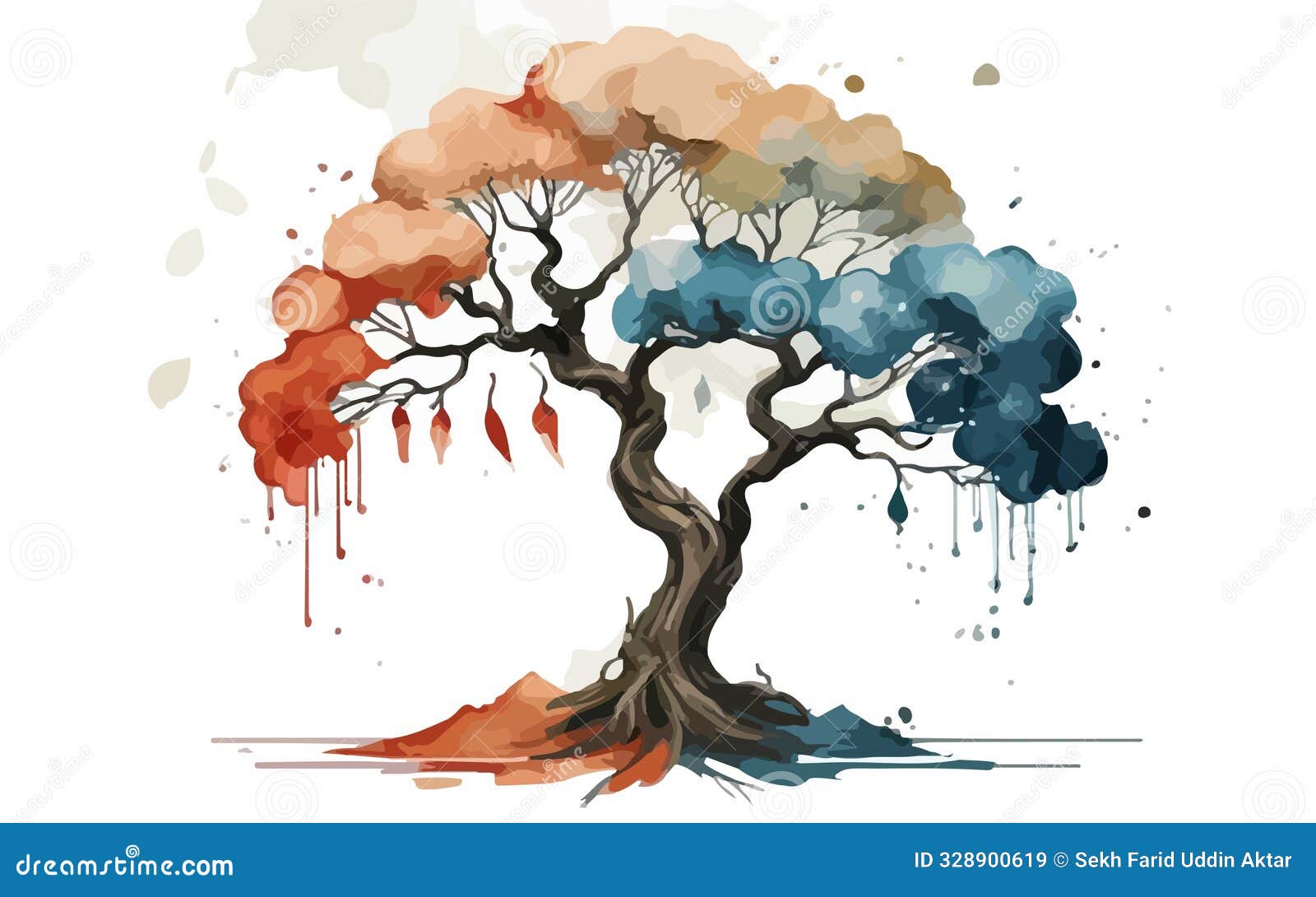 Silk Cotton Tree Watercolor Art and Illustration Generative AI Stock ...