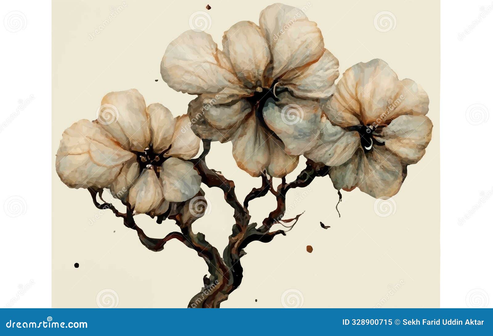 Silk Cotton Tree Watercolor Art and Illustration Generative AI Stock ...