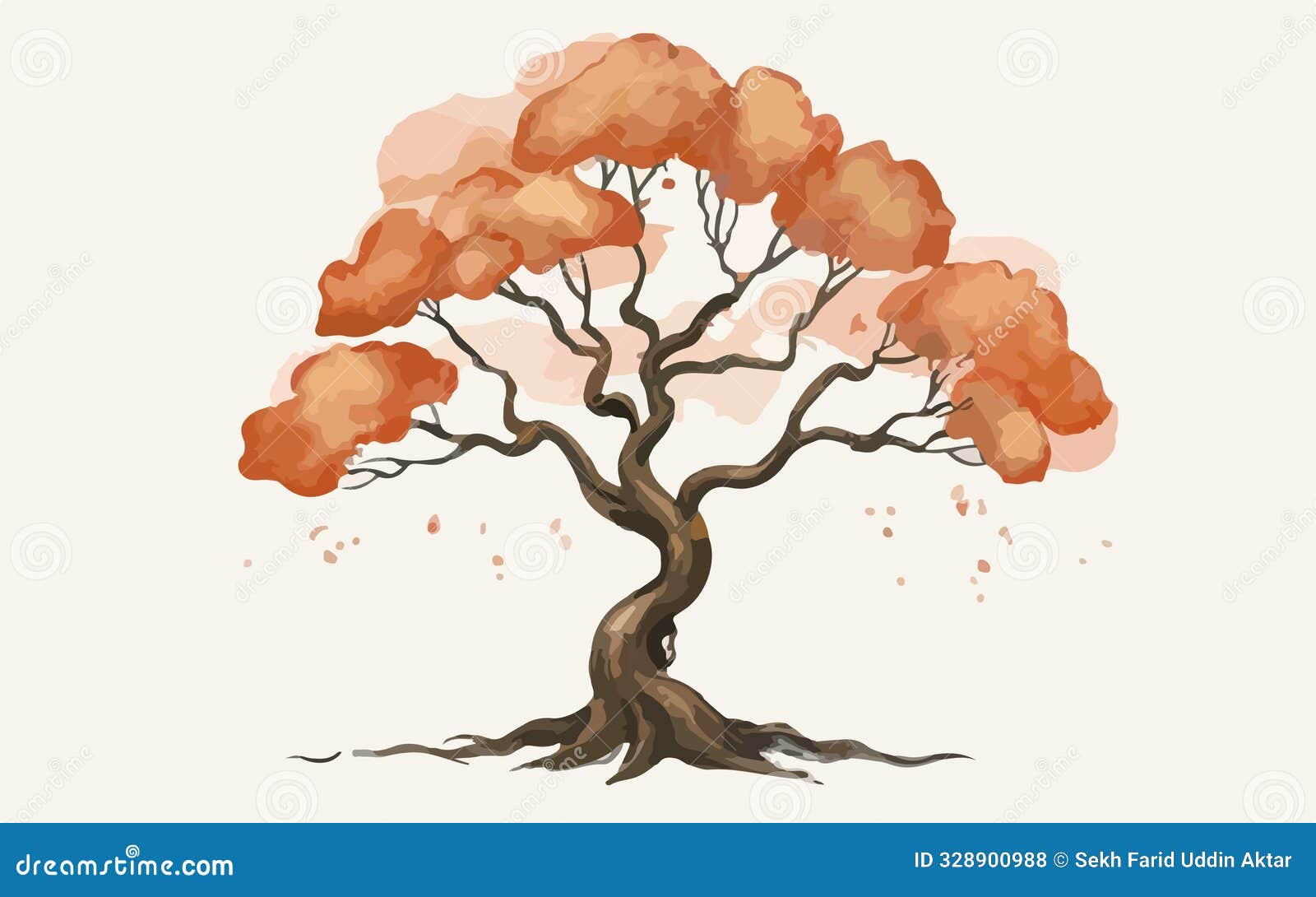Silk Cotton Tree Watercolor Art and Illustration Generative AI Stock ...