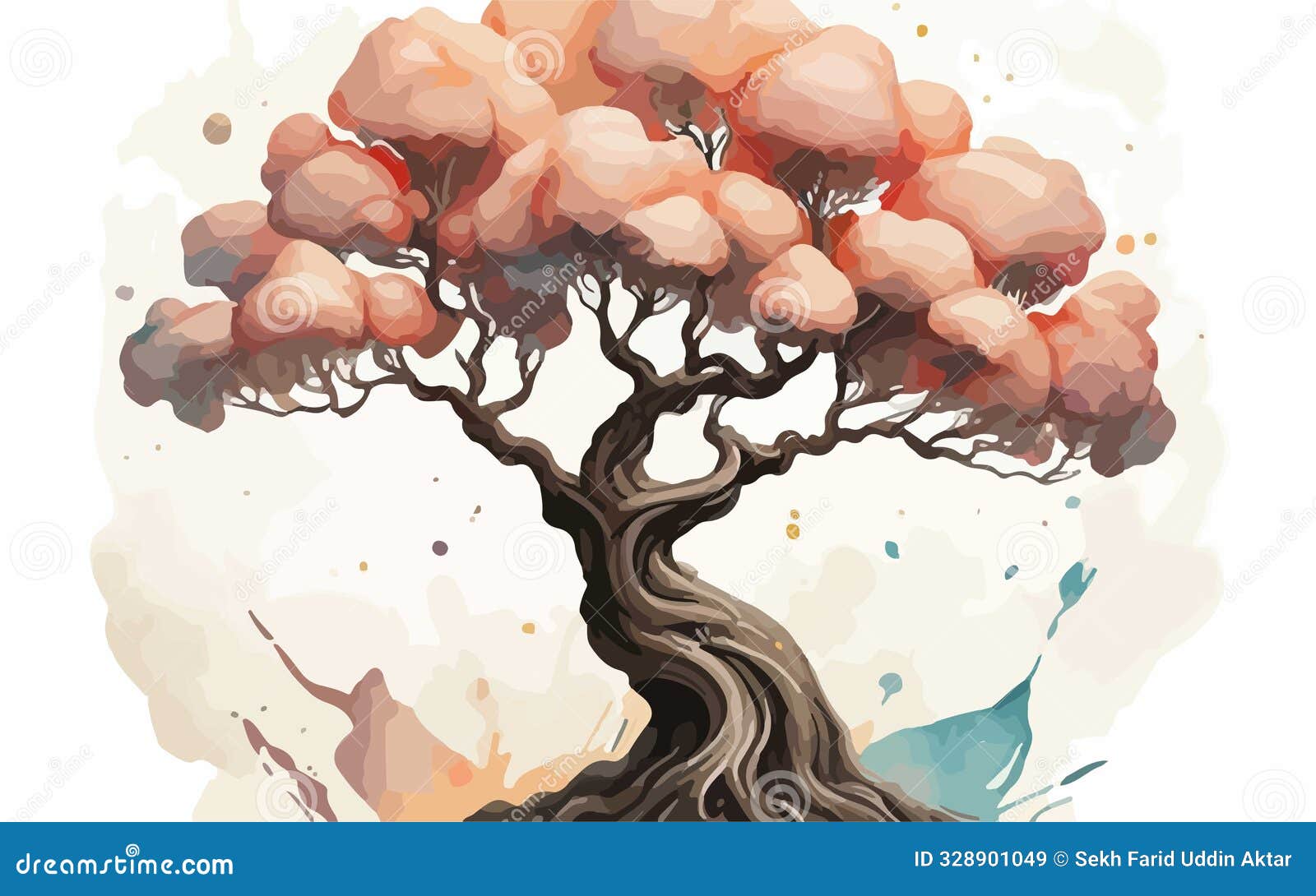 Silk Cotton Tree Watercolor Art and Illustration Generative AI Stock ...