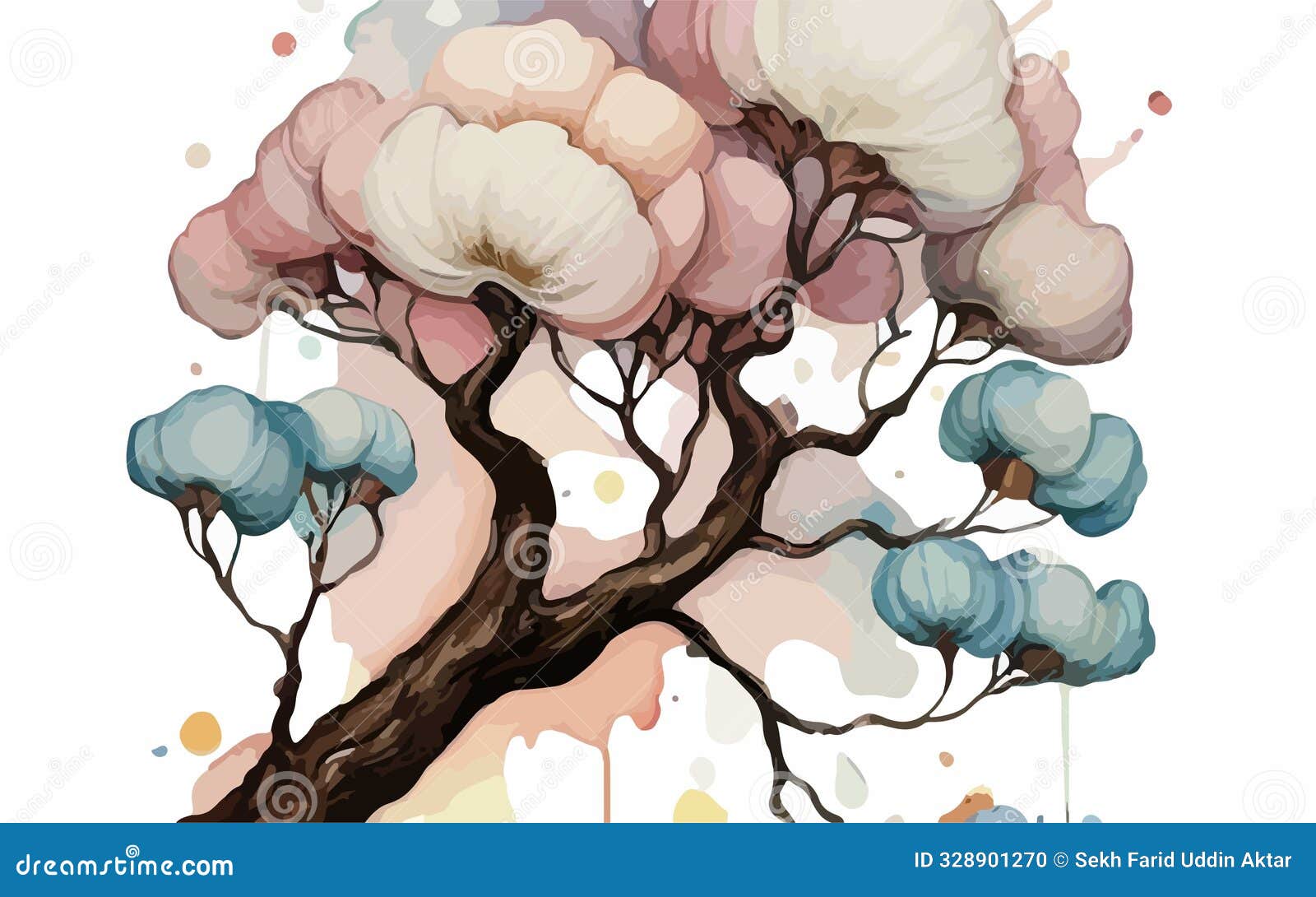 Silk Cotton Tree Watercolor Art and Illustration Generative AI Stock ...