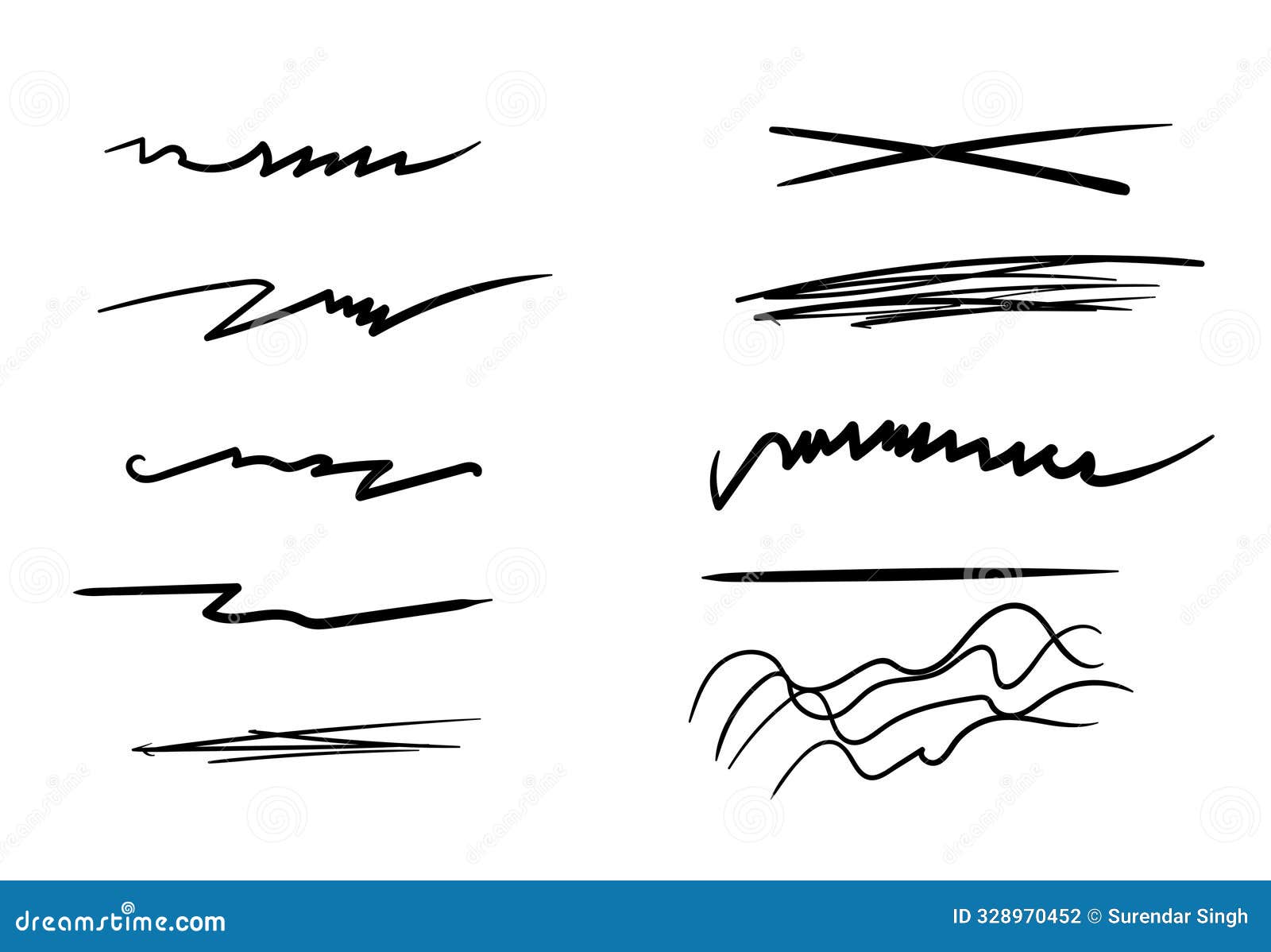 Set of Hand Draw Strokes Lines. Marker Lines Grunge Curve, Wvy Free ...