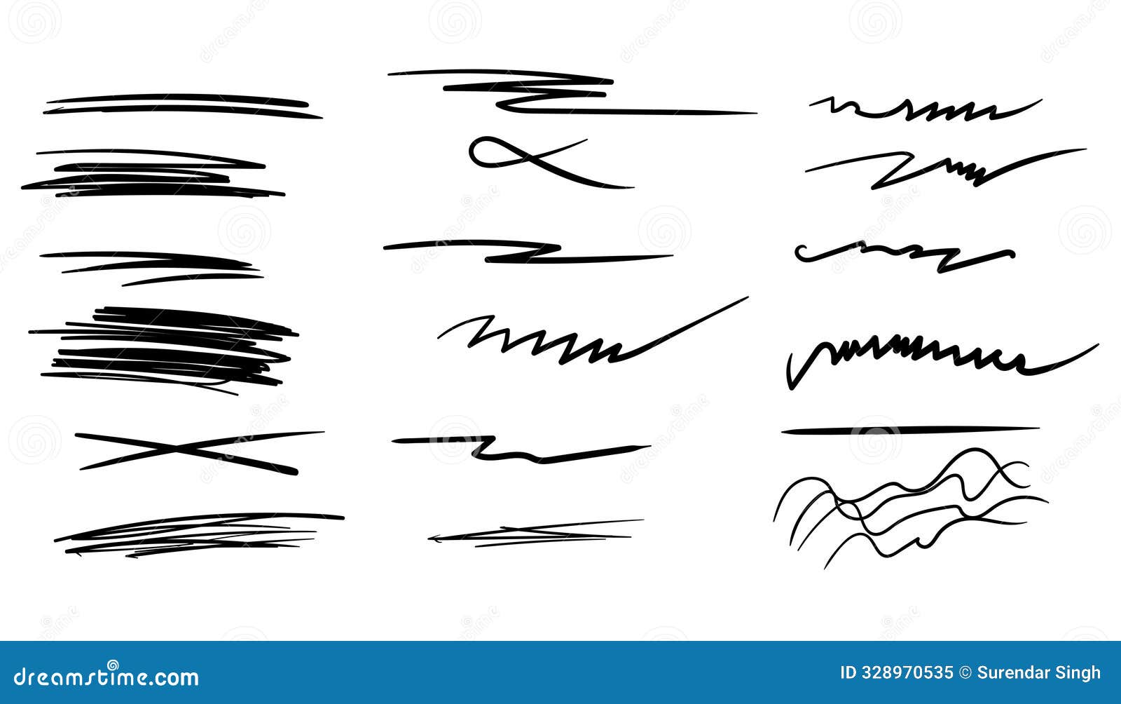 Handwritten Strokes On Transparent Background. Drawn With A Pen. Set Of ...