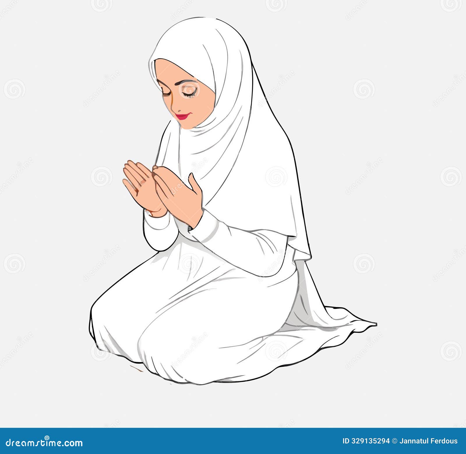 Graceful Illustration of Muslim Woman in Prayer - Capturing Devotion ...