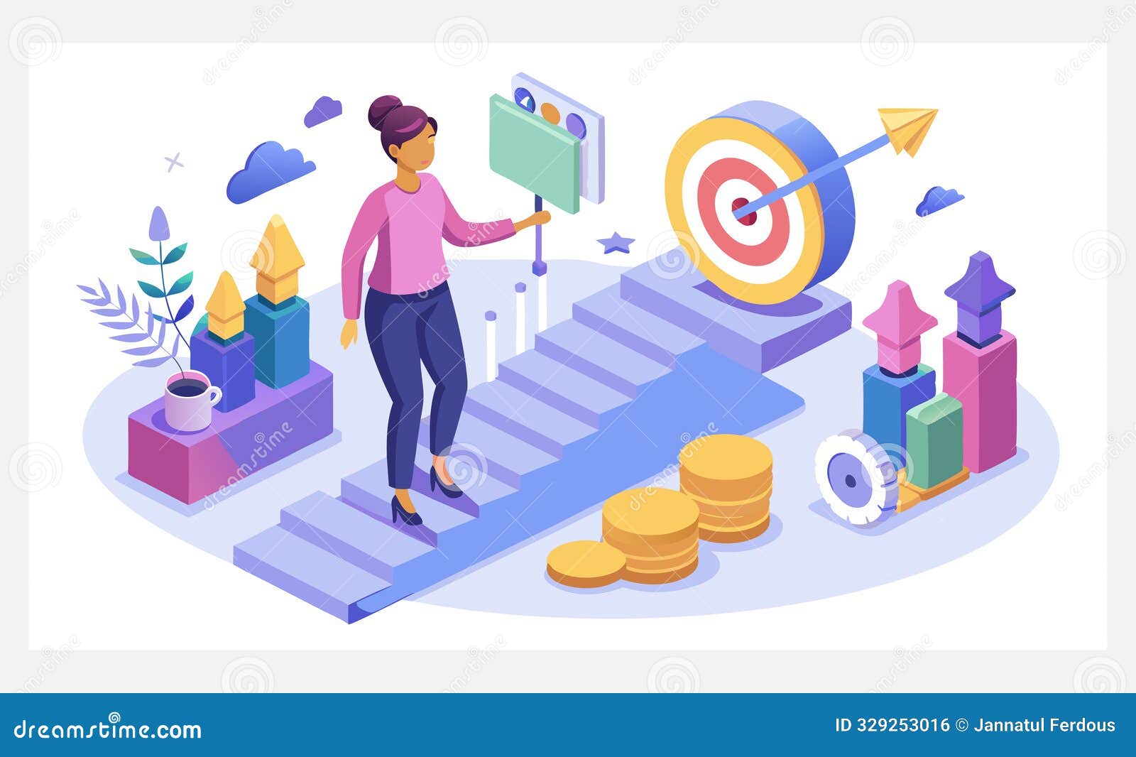 Mastering Step-by-Step Guides: Illustrations of a Girl S Journey Stock ...