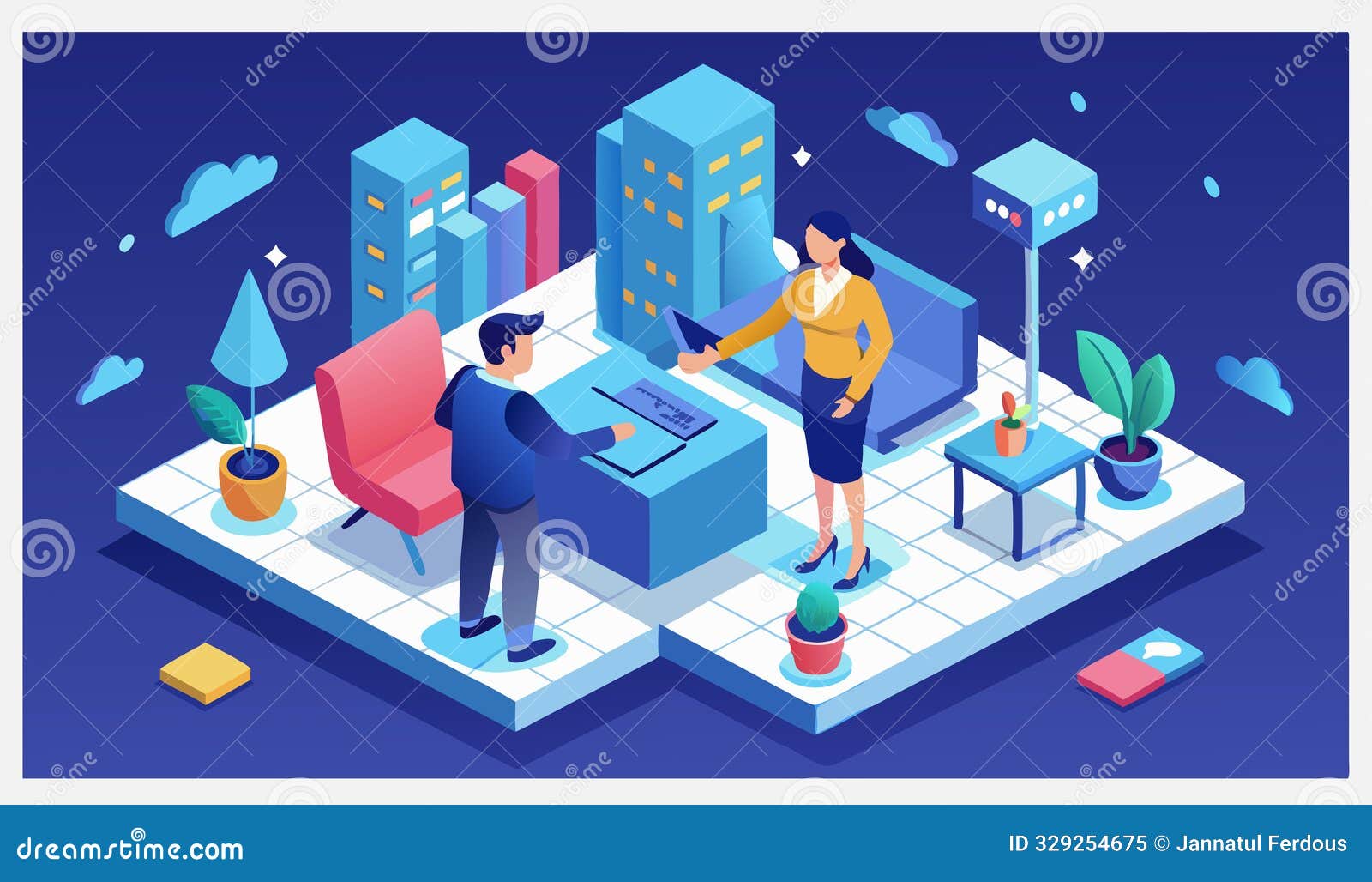 Major Business Deal Agreement between Two People Isometric ...