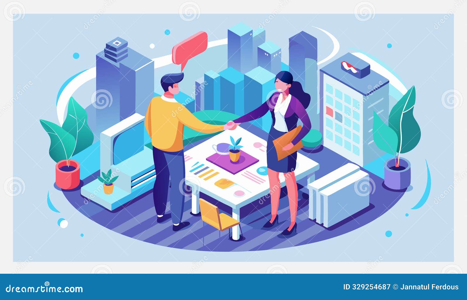 Major Business Deal Agreement between Two People Isometric ...