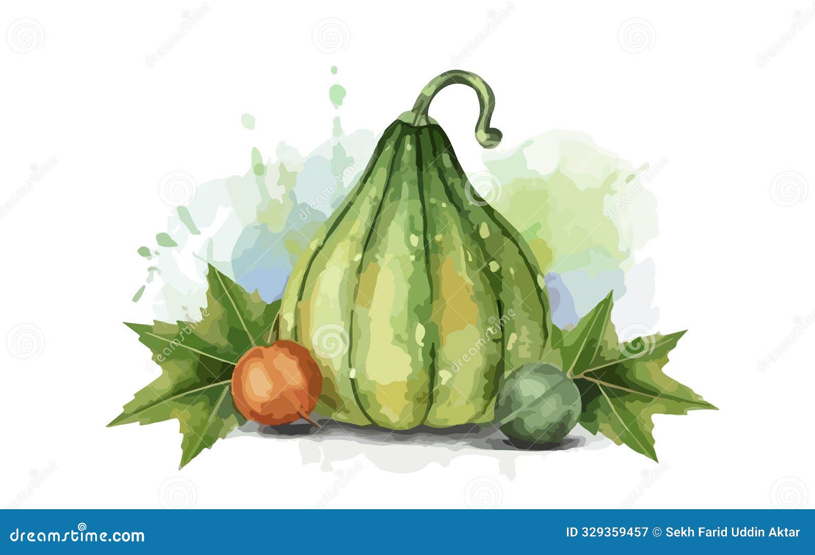 Bottle Gourd Watercolor Art and Illustration Generative AI Stock Vector ...