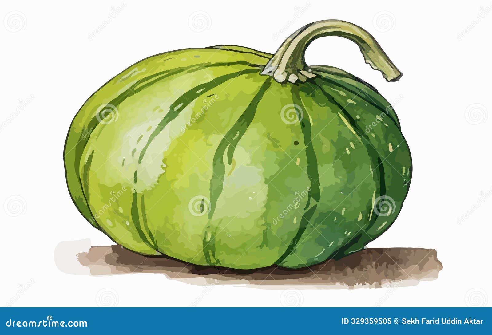 Bottle Gourd Watercolor Art and Illustration Generative AI Stock Vector ...