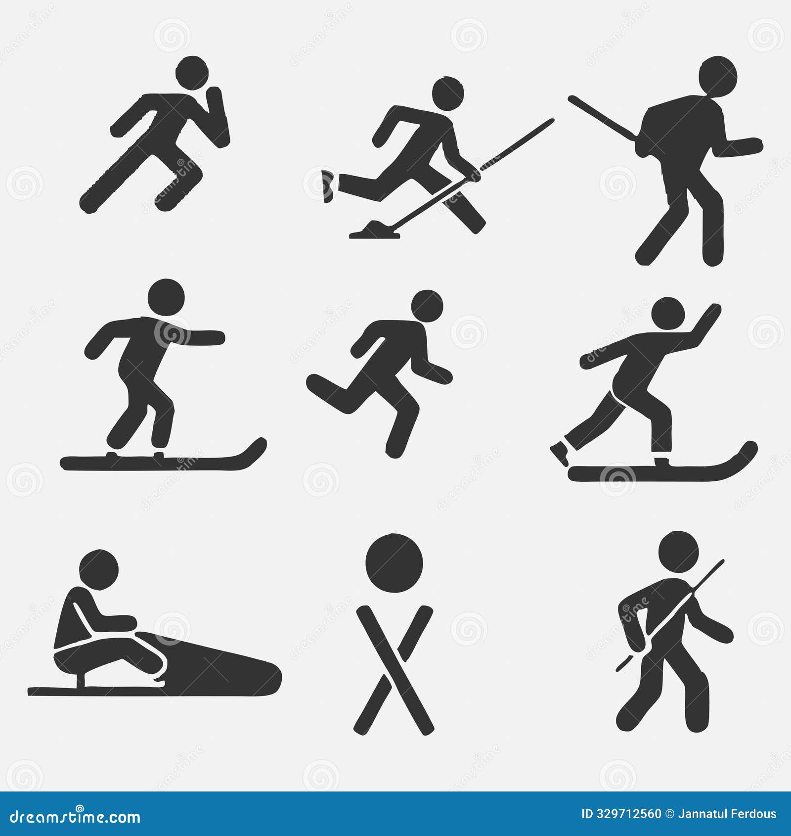 Ultimate Ice Skating Stick Figure Icons Set Stock Vector - Illustration ...