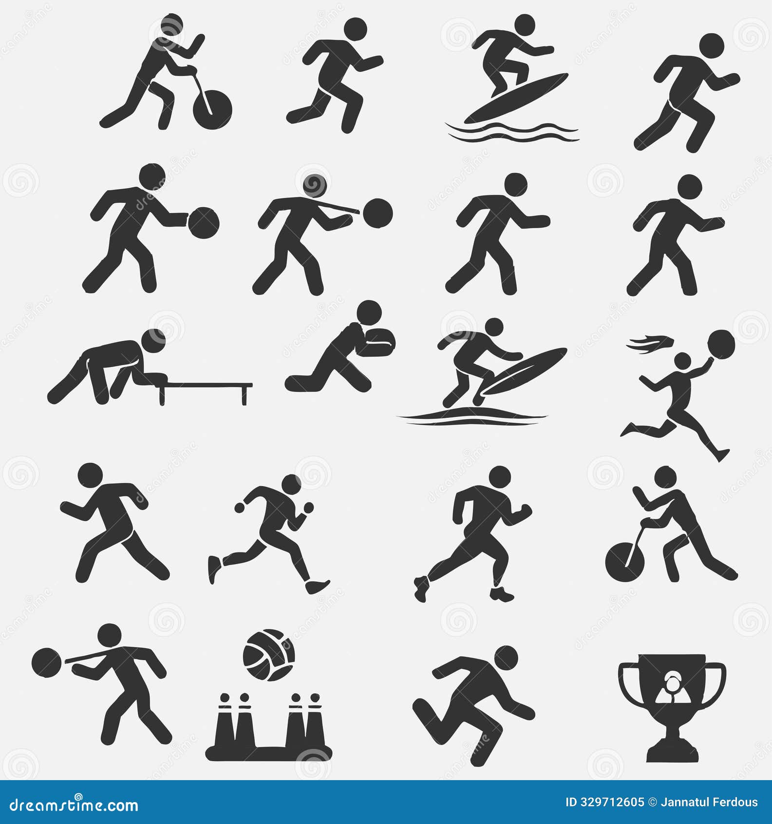 Ultimate Sports Icons Figure Symbol Pull-Up Running Set Stock ...