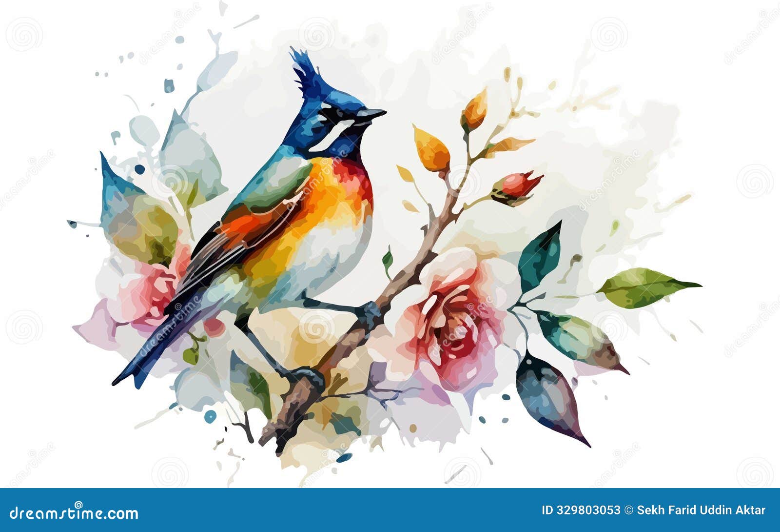 Bulbul Bird Watercolor Art and Illustration Generative AI Stock ...