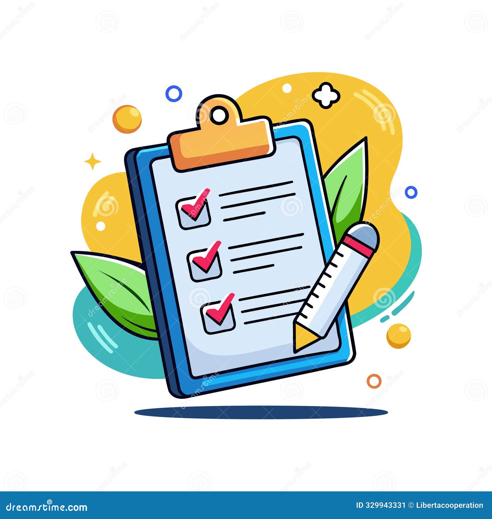 Colorful Checklist Illustration With Checkmarks And Abstract Background ...