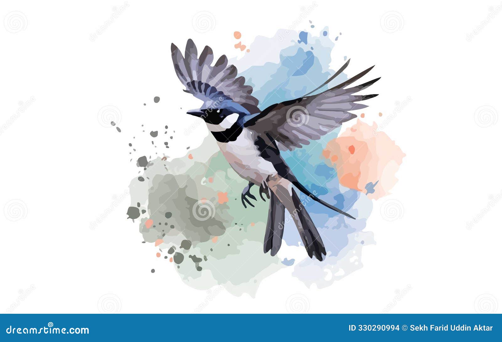 Magpie Robin Watercolor Art and Illustration Generative AI Stock ...