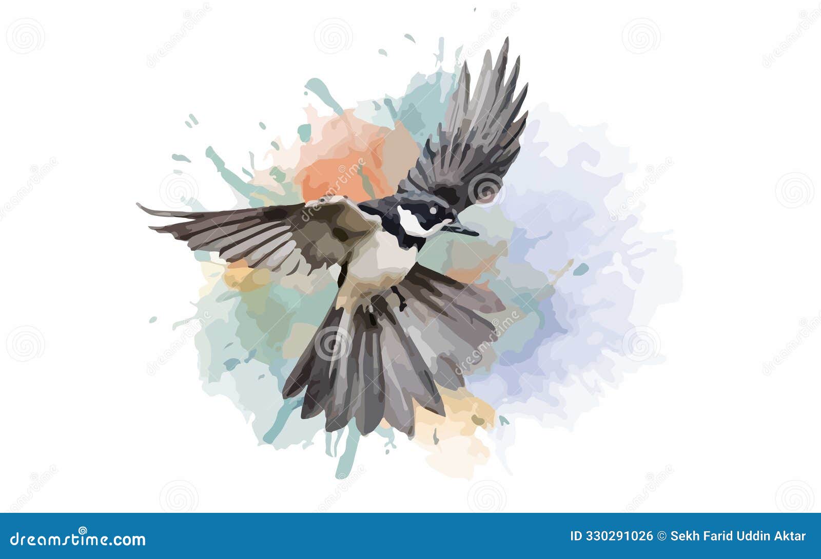 Magpie Robin Watercolor Art and Illustration Generative AI Stock ...