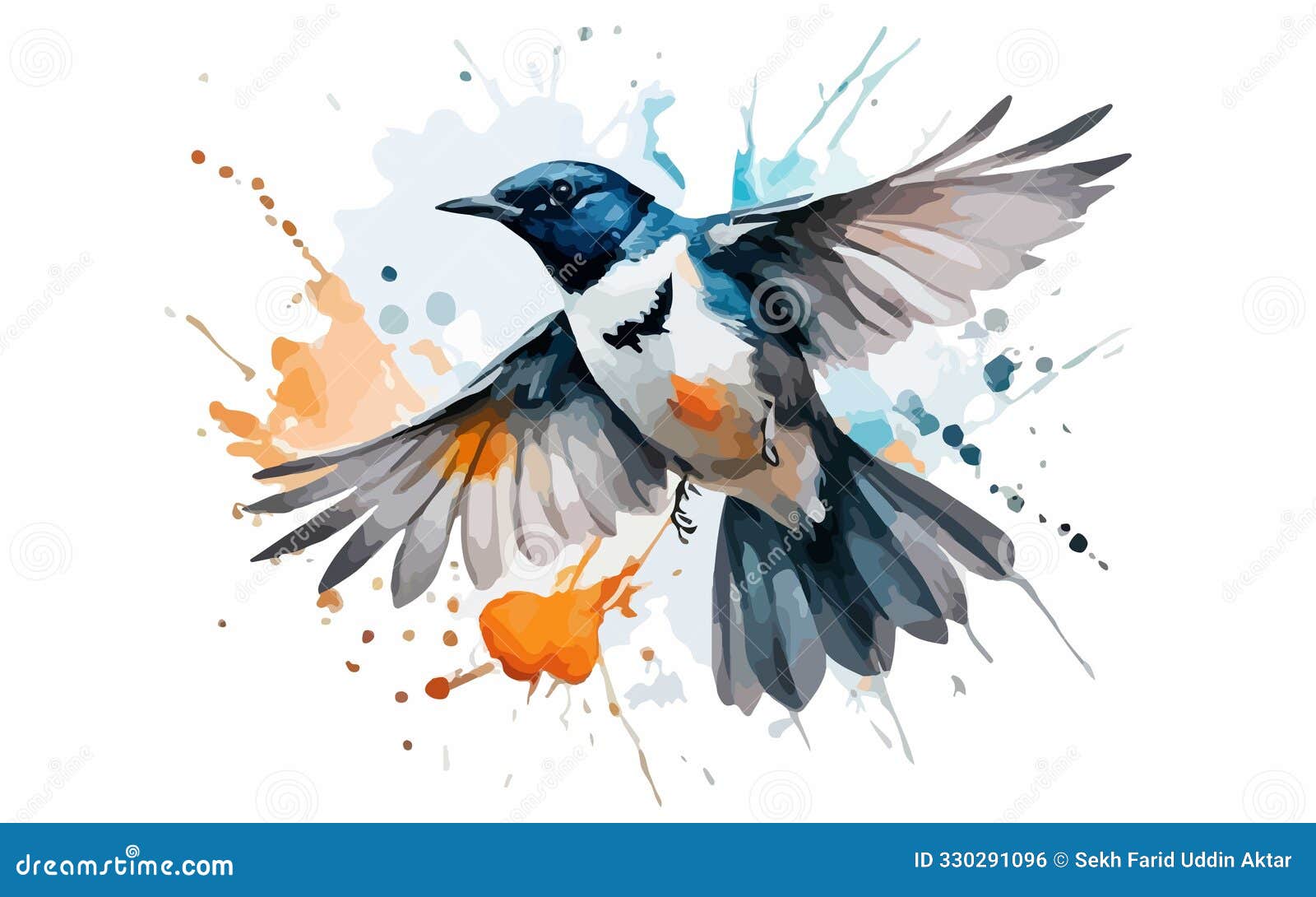 Magpie Robin Watercolor Art and Illustration Generative AI Stock ...