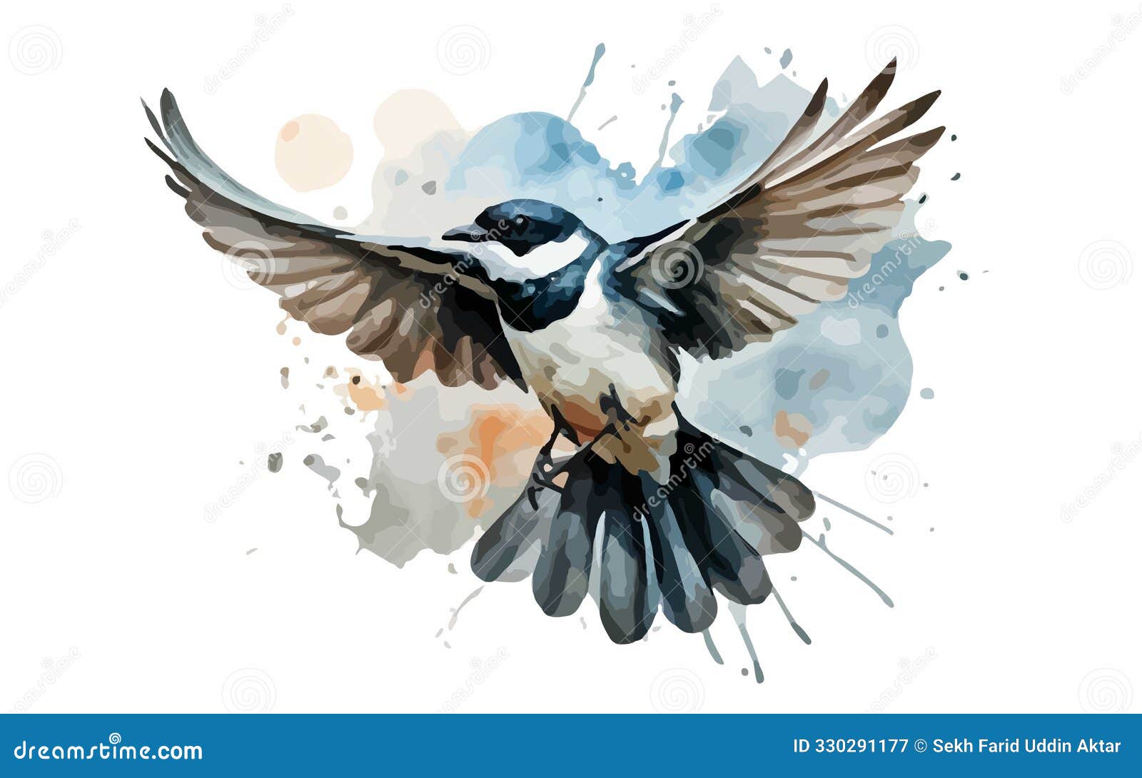 Magpie Robin Watercolor Art and Illustration Generative AI Stock ...