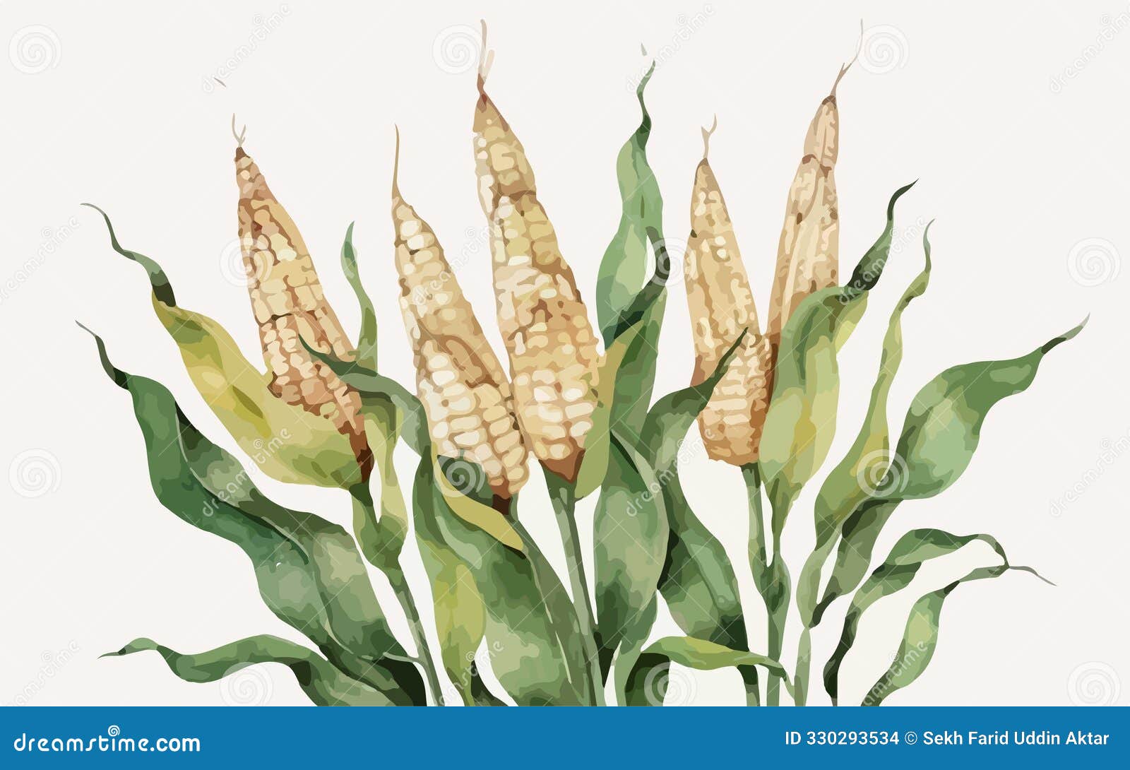 Maize Watercolor Art and Illustration Generative AI Stock Vector ...