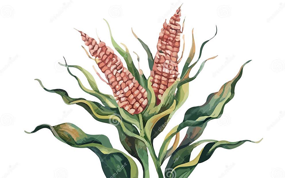 Maize Watercolor Art and Illustration Generative AI Stock Illustration ...