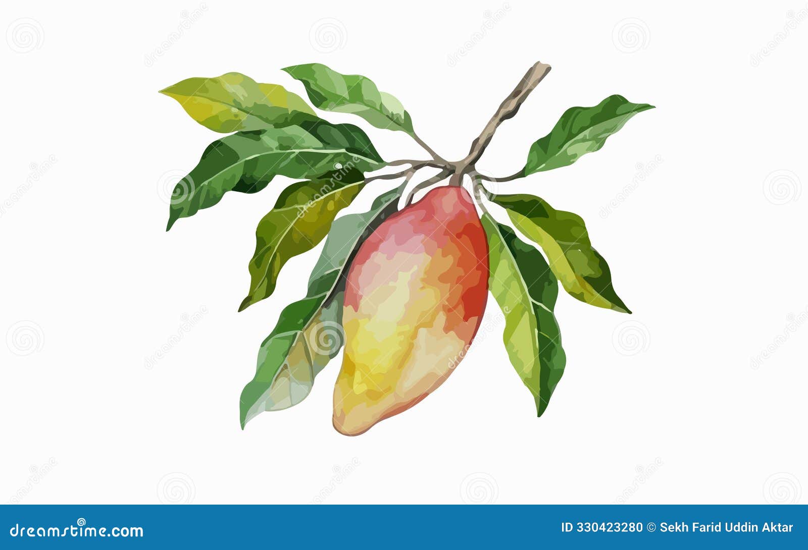 Mango Tree Watercolor Art and Illustration Generative AI Stock Vector ...