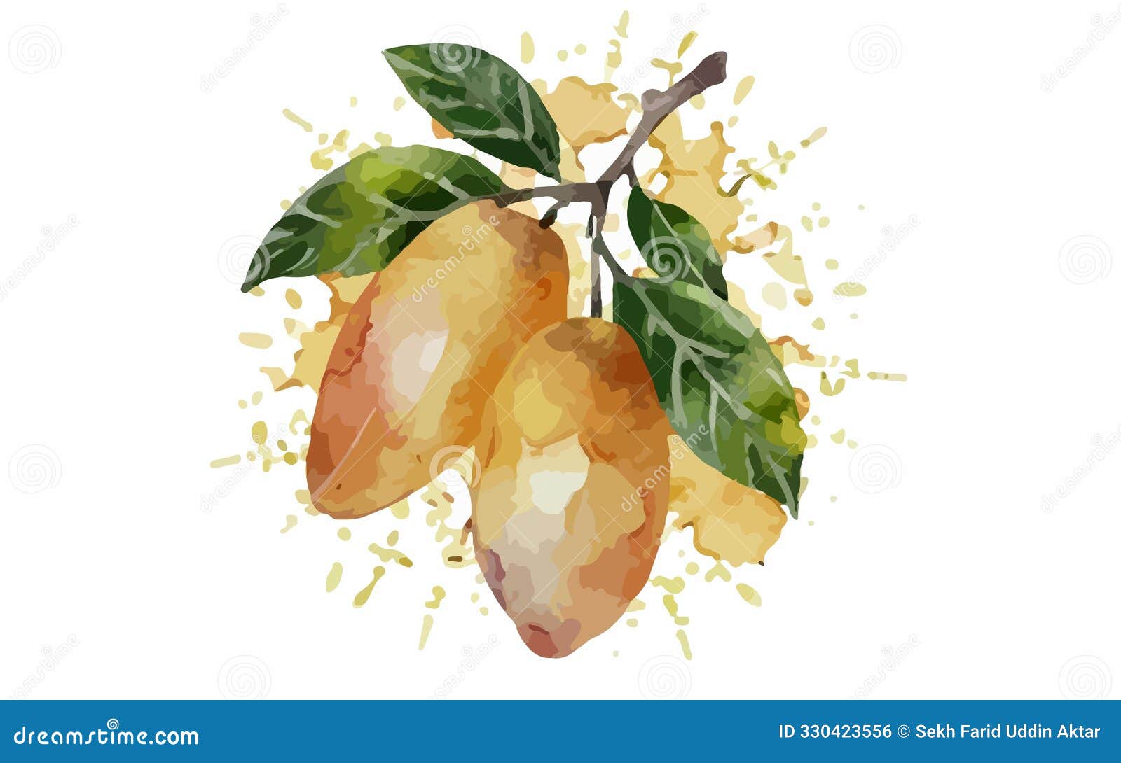 Mango Tree Watercolor Art and Illustration Generative AI Stock ...