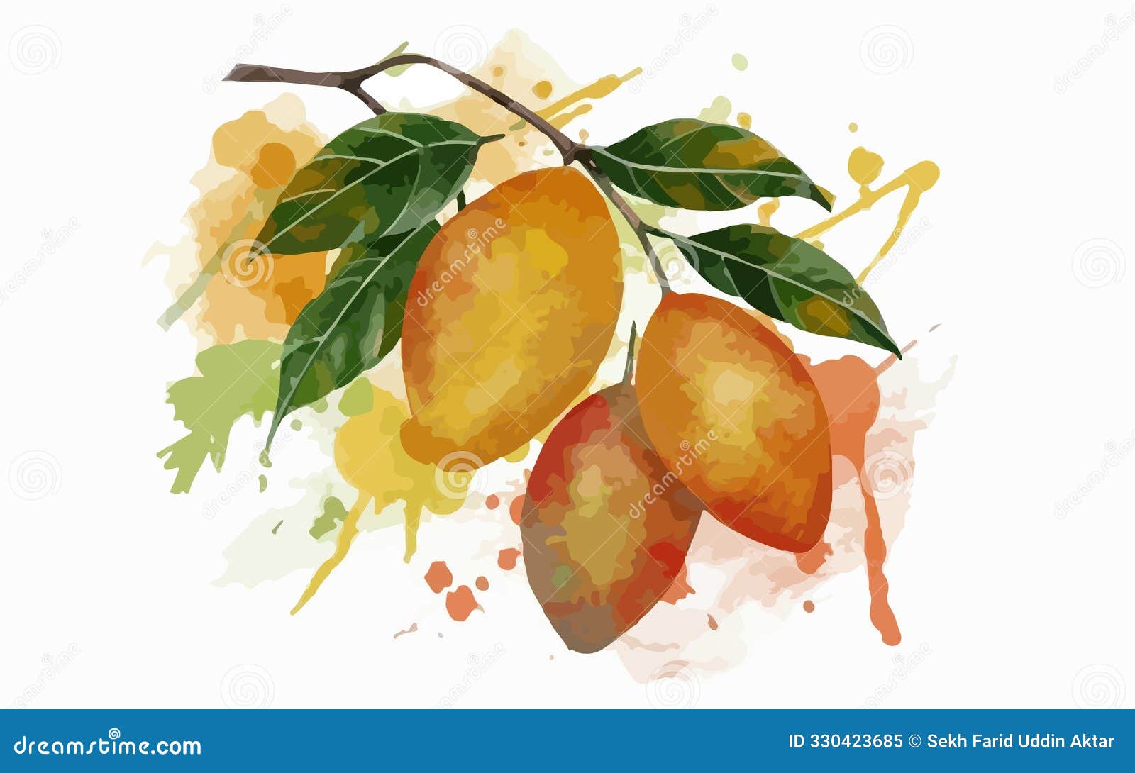 Mango Tree Watercolor Art and Illustration Generative AI Stock ...