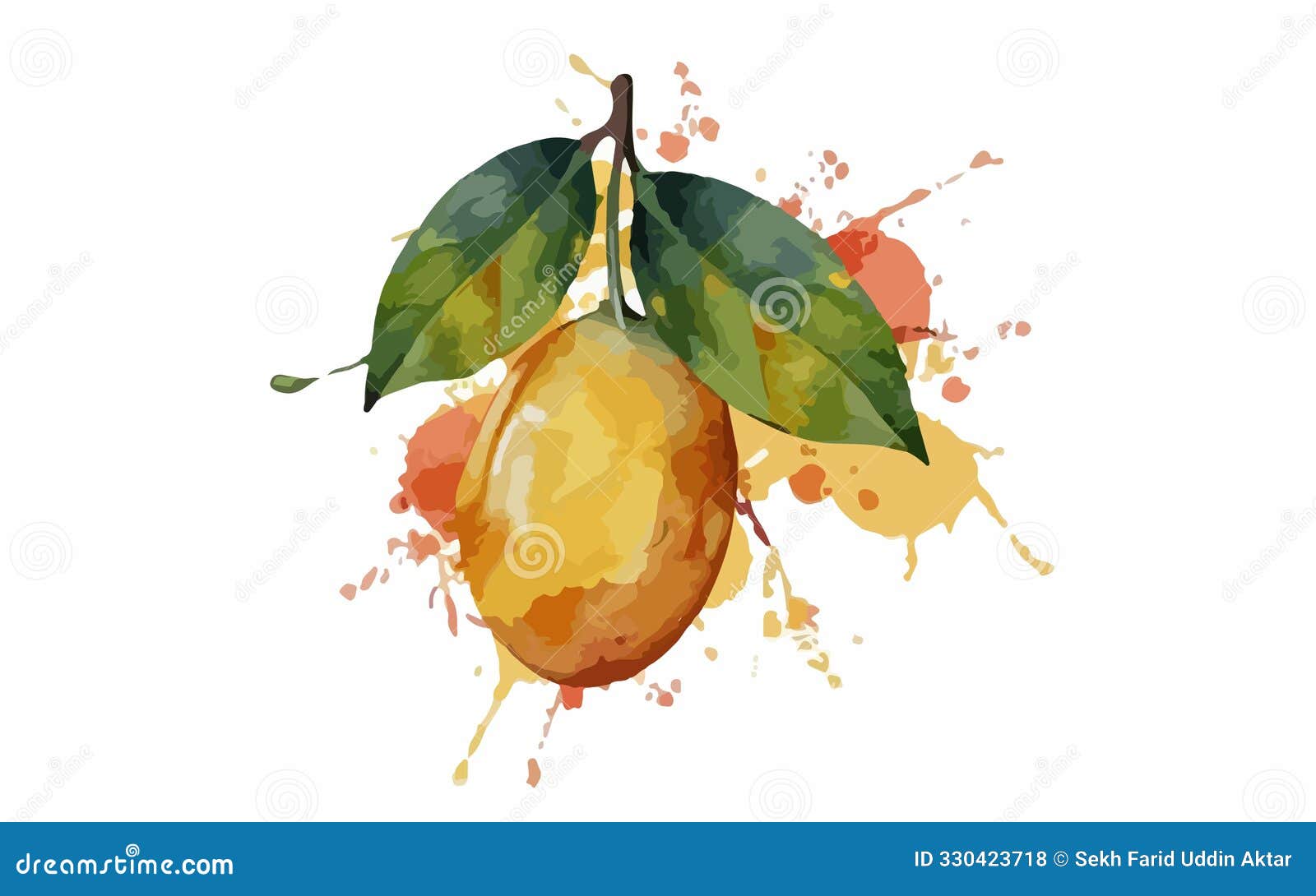 Mango Tree Watercolor Art and Illustration Generative AI Stock ...