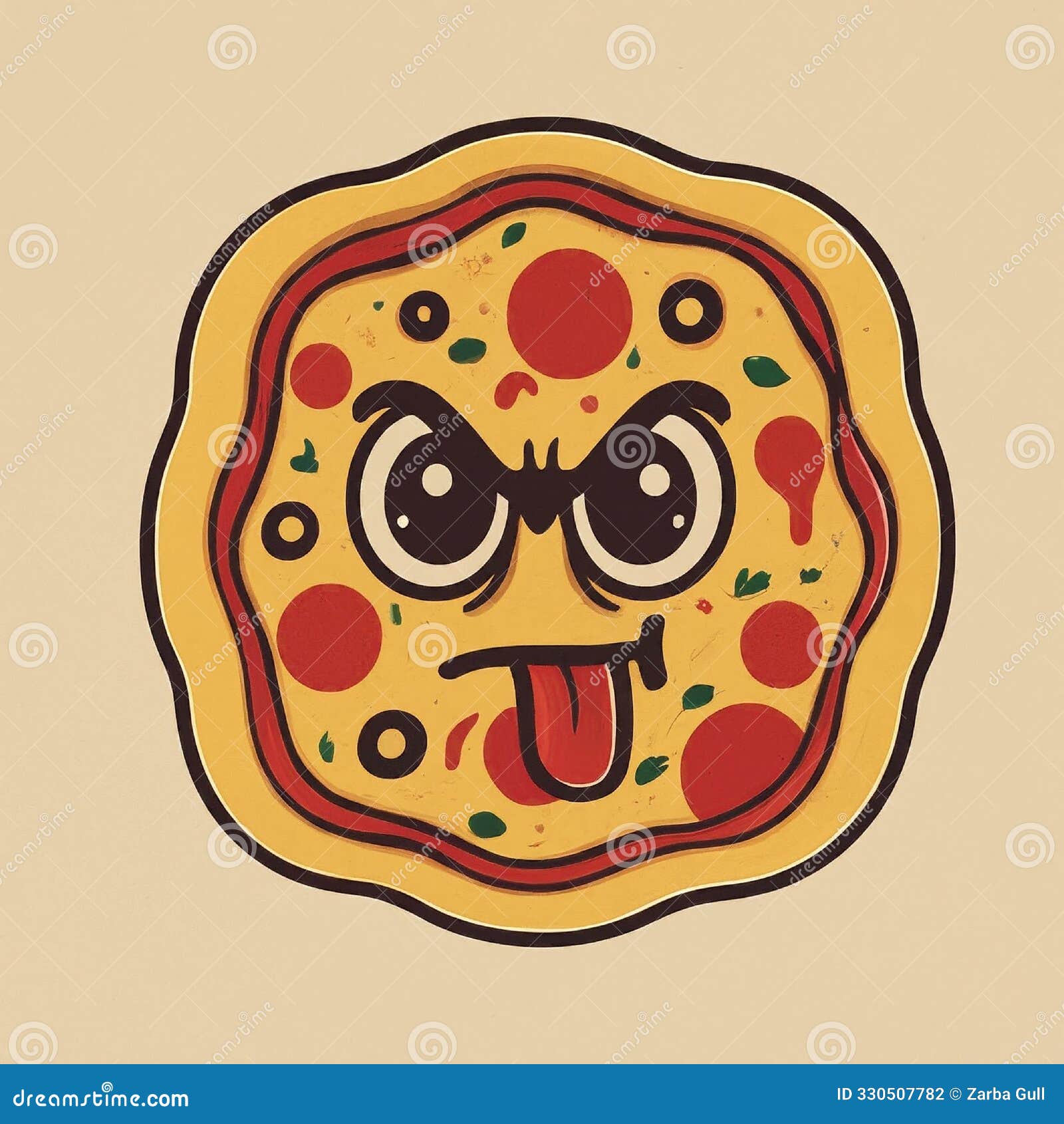 Pepperoni Pizza with Cut Off Piece in Cartoon Style Vector Illustration ...